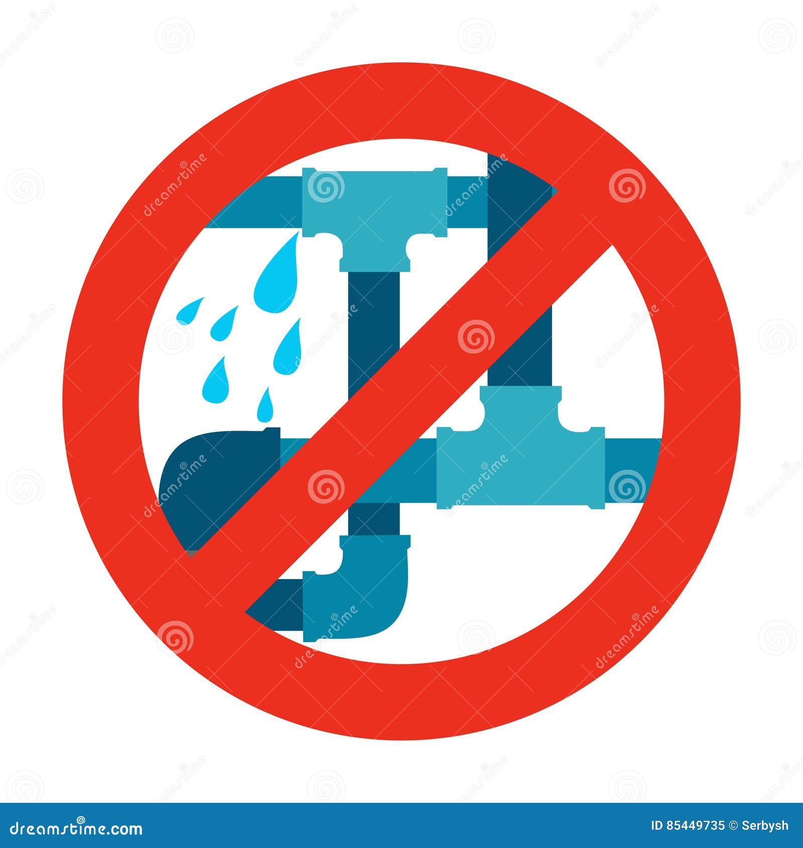 No Water Leak, Pipe Icon Sign. Stock Illustration - Illustration of ...