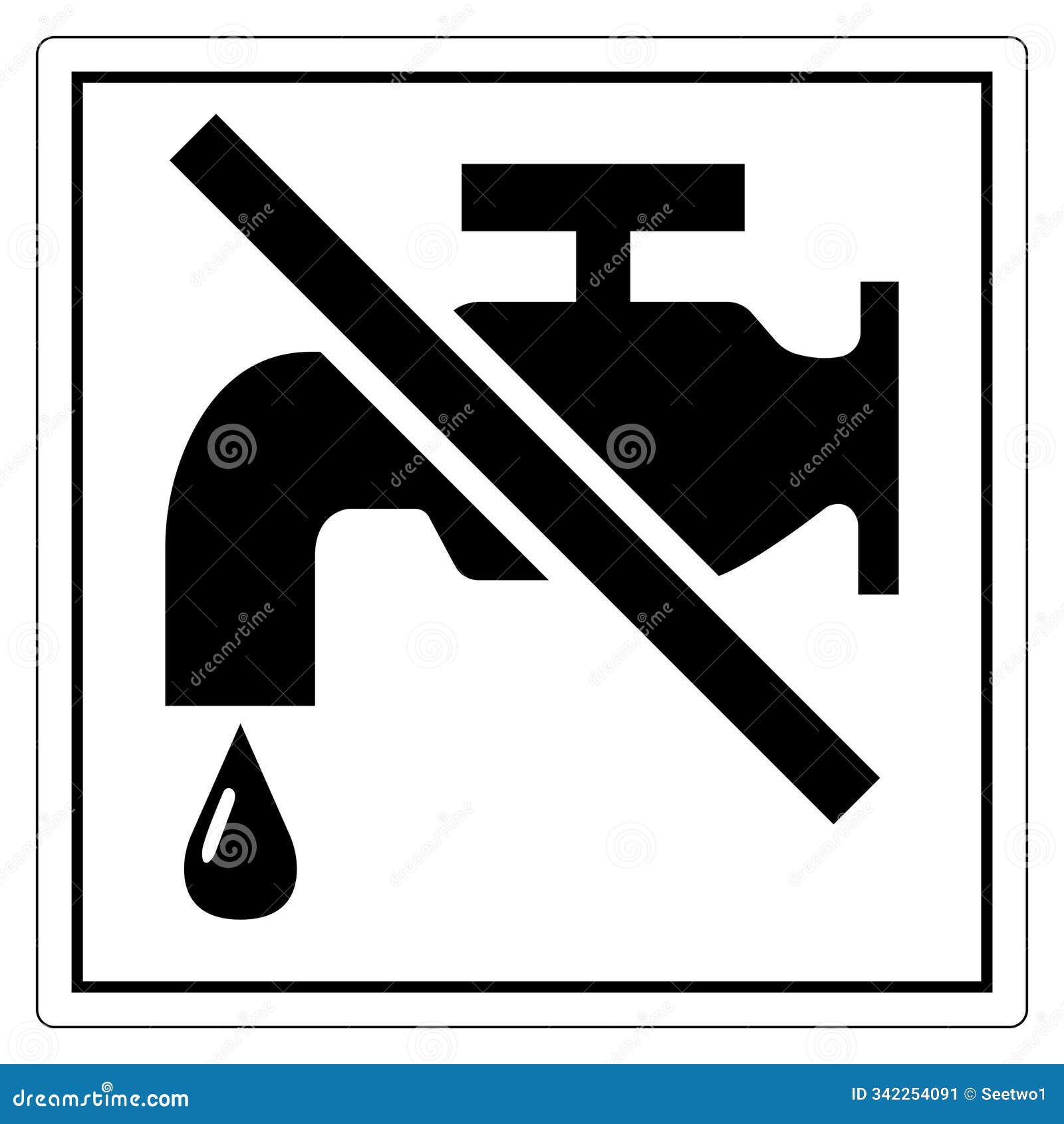 No Water Source Symbol for Safety Instructions Stock Illustration ...