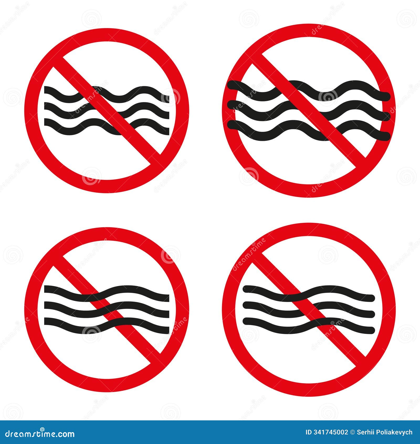 No Waves Icon. Prohibition Symbol. Warning Sign Icon. Vector ...