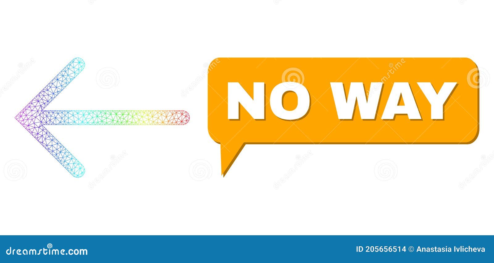 Rainbow Mesh Gradient Arrow Left Icon and No Way Speech Bubble with ...