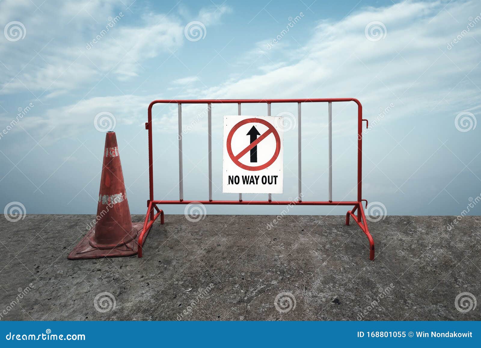No way out sign on barrier stock image. Image of barrier - 168801055