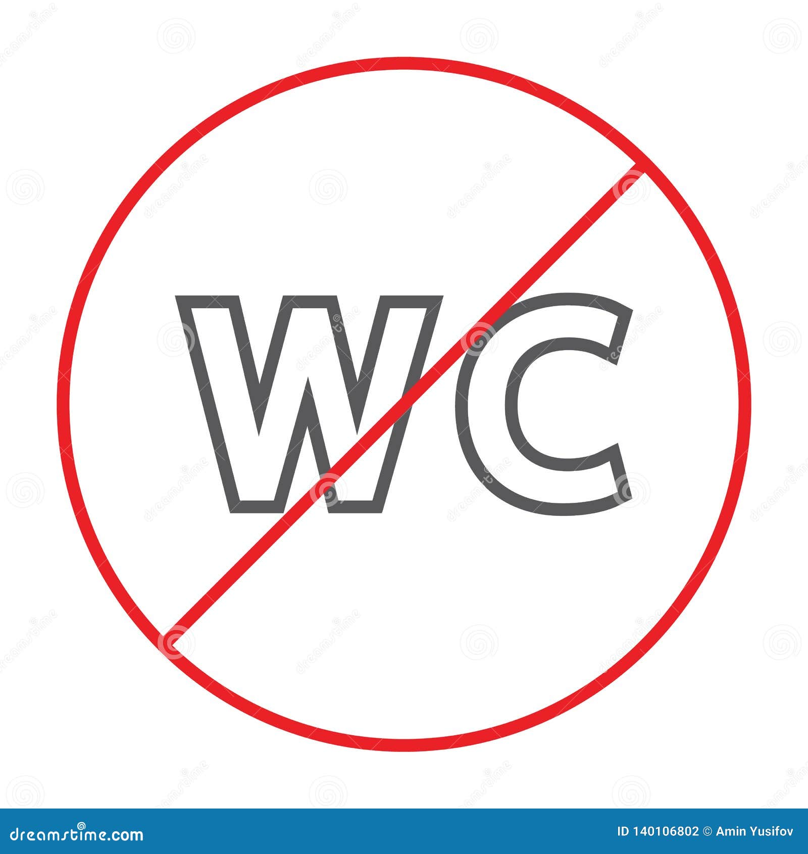 No Wc Thin Line Icon, Prohibited and Closed, No Restroom Sign, Vector ...
