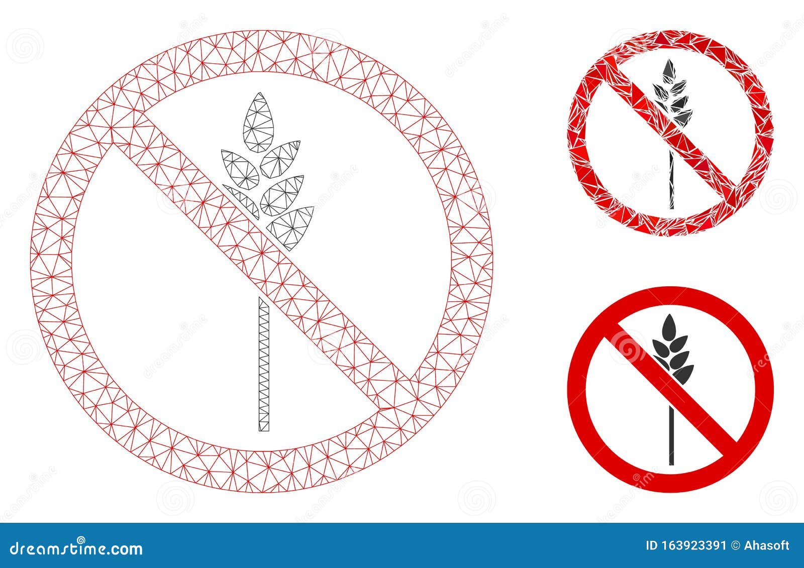 No Wheat Vector Mesh 2D Model and Triangle Mosaic Icon Stock ...