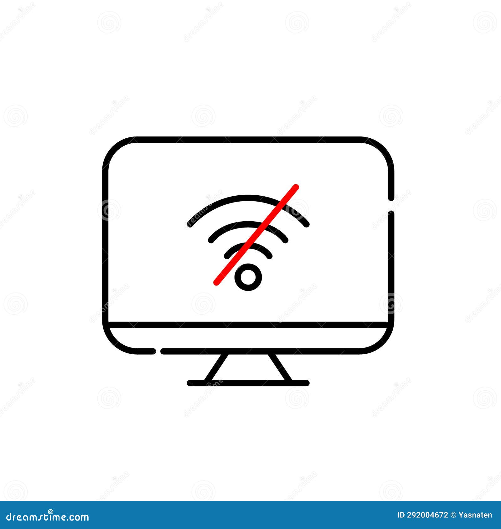 No Wifi. No Internet Connection on Desktop Computer Stock Vector ...