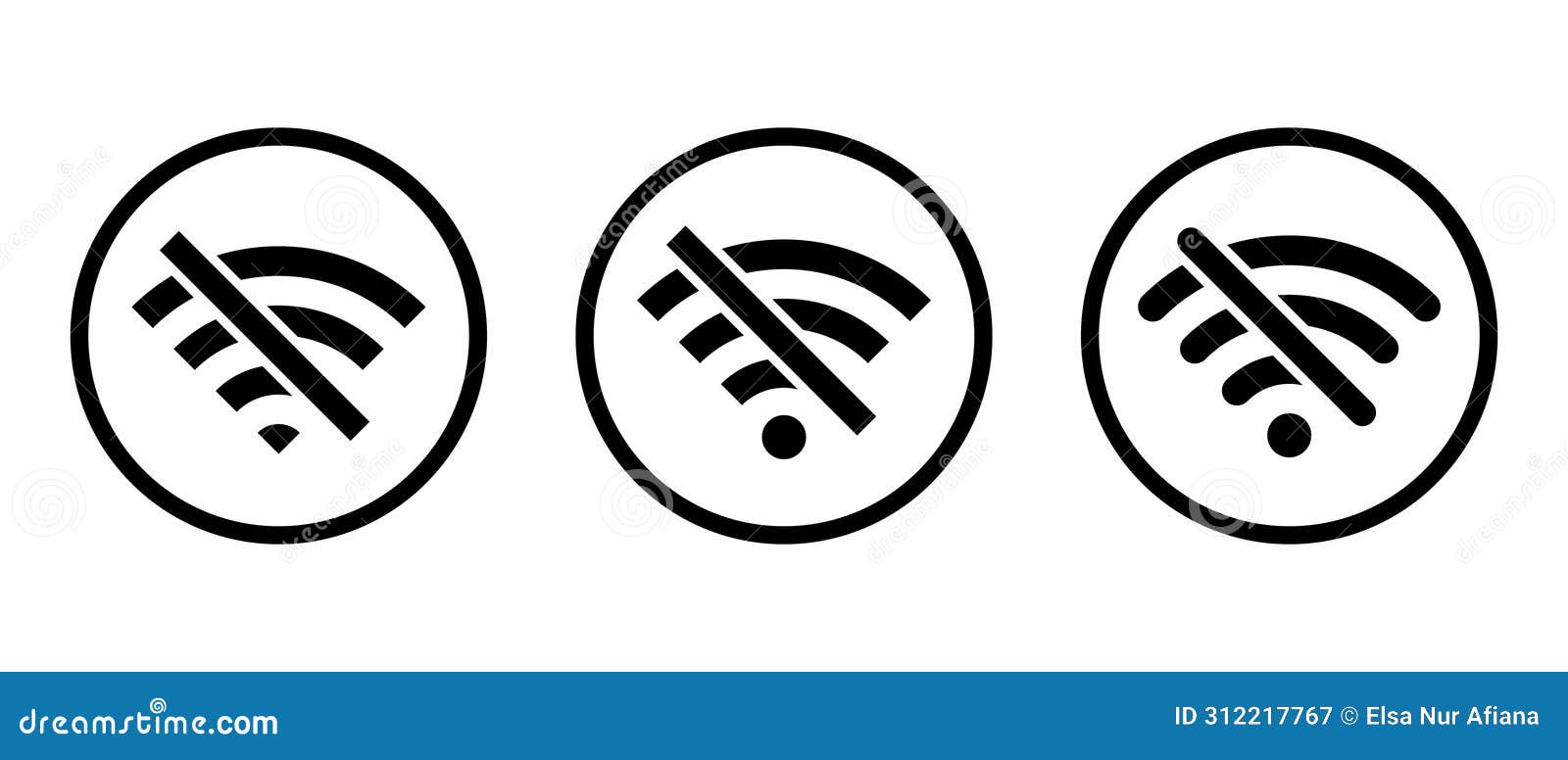 No Wifi Sign Icon Vector Circle Line. Disconnected Wireless Network ...
