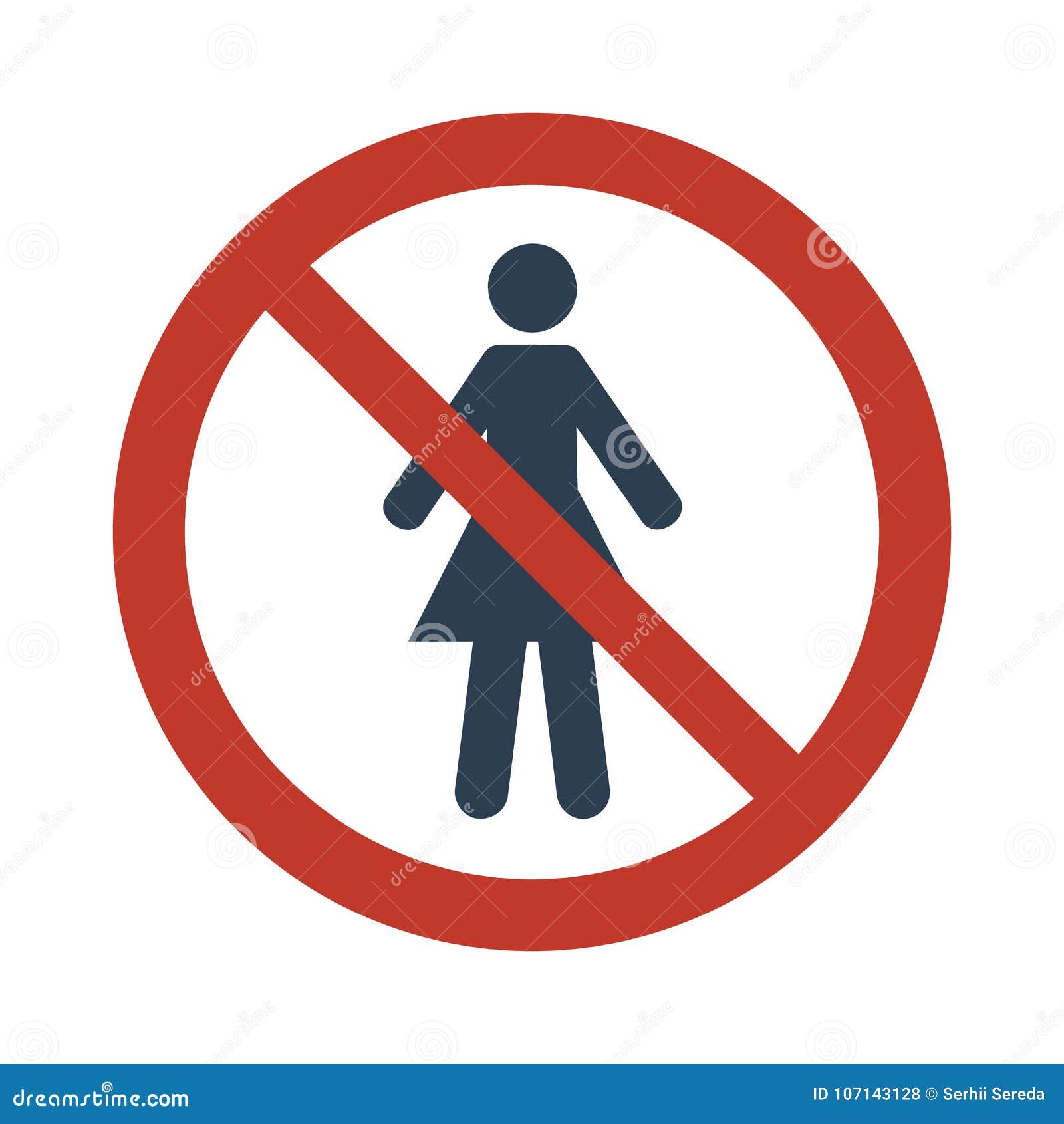 No Woman Sign on White Background. Stock Illustration - Illustration of ...