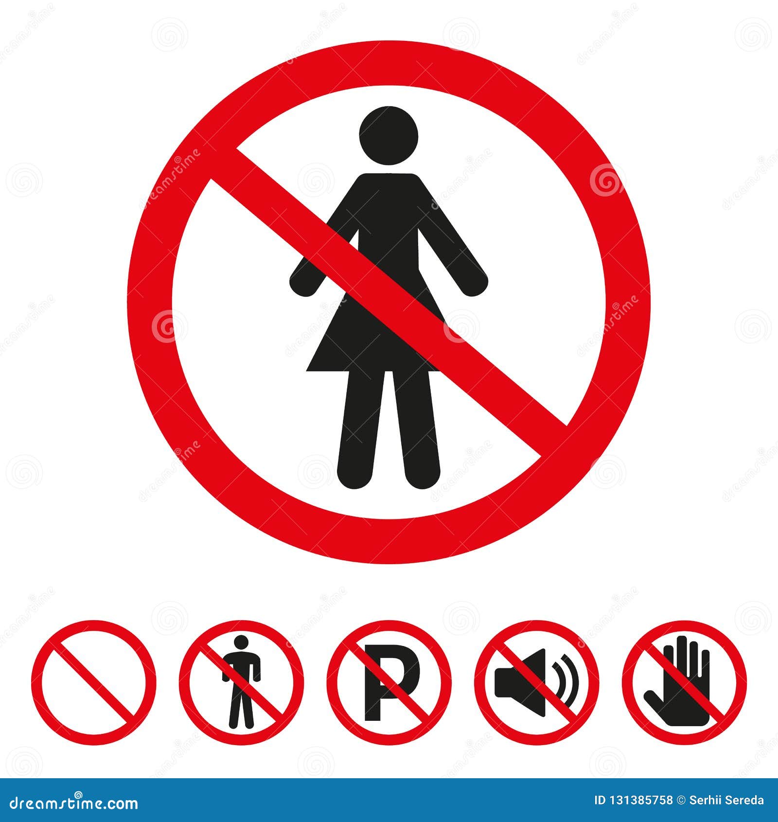 No Woman Sign on White Background. Stock Illustration - Illustration of ...