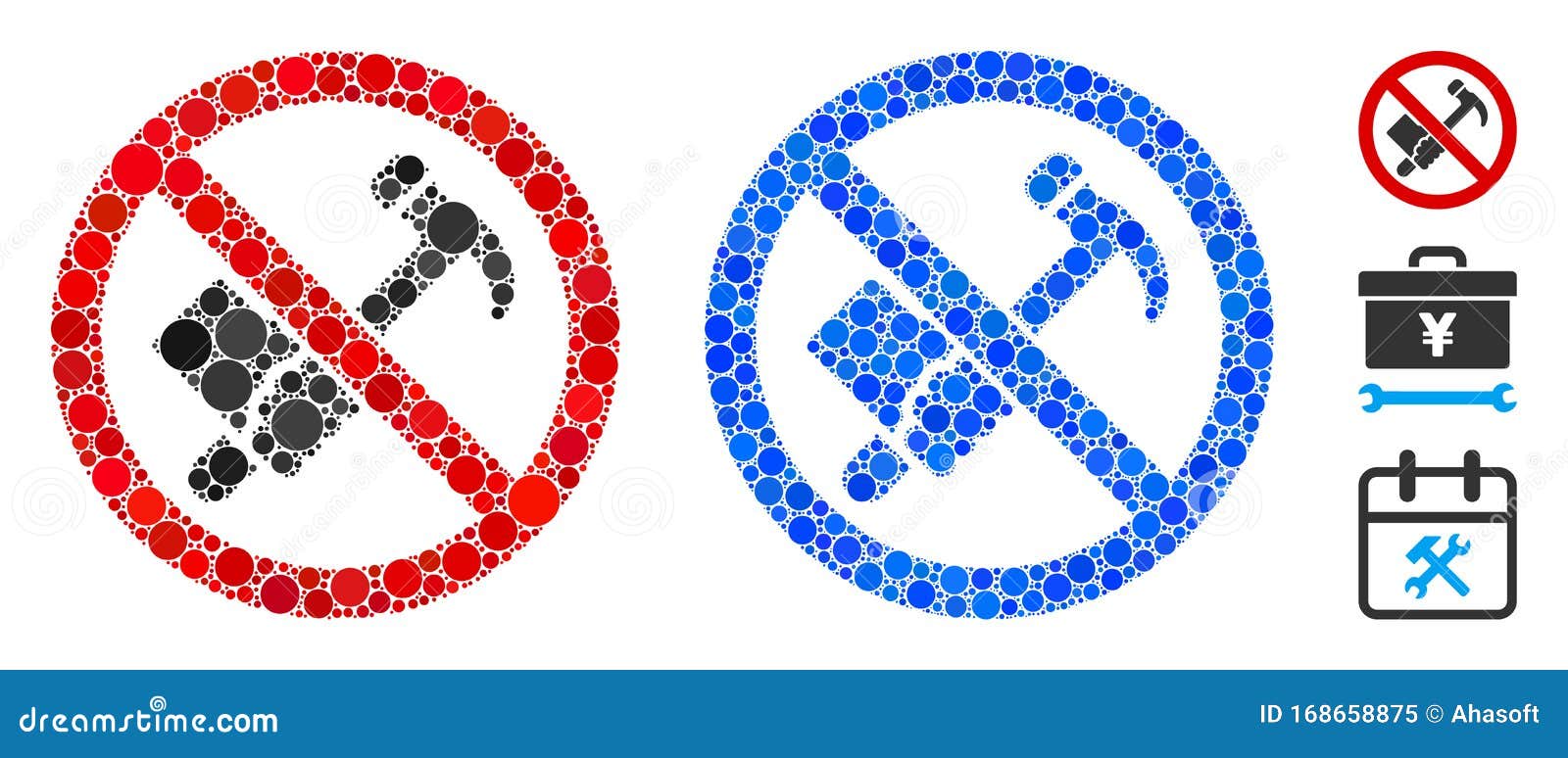 No Working Hammer Composition Icon of Round Dots Stock Vector ...