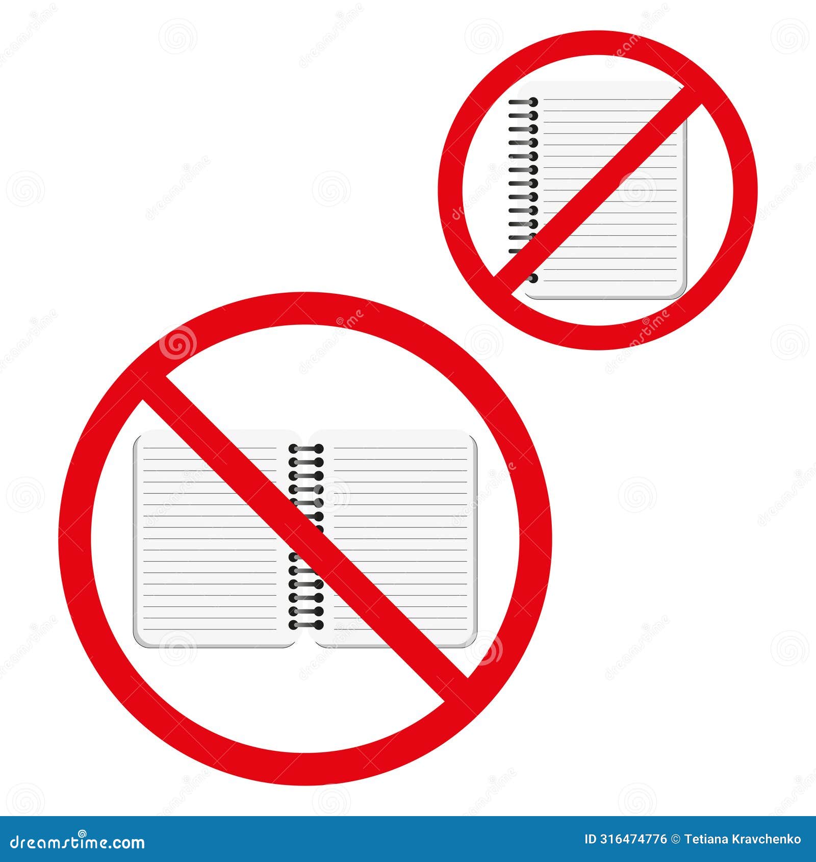 No Writing Allowed. Vector Notebook Prohibition Symbol. Red Circle No ...