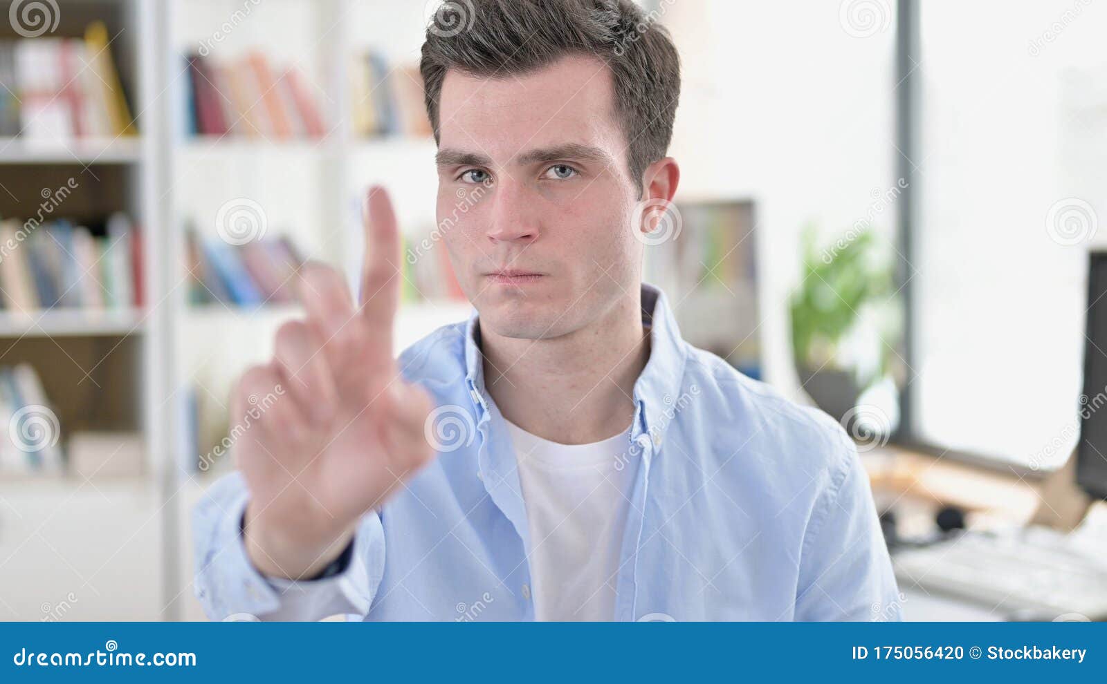 No, Young Man by Waving Finger Stock Photo - Image of rejection ...