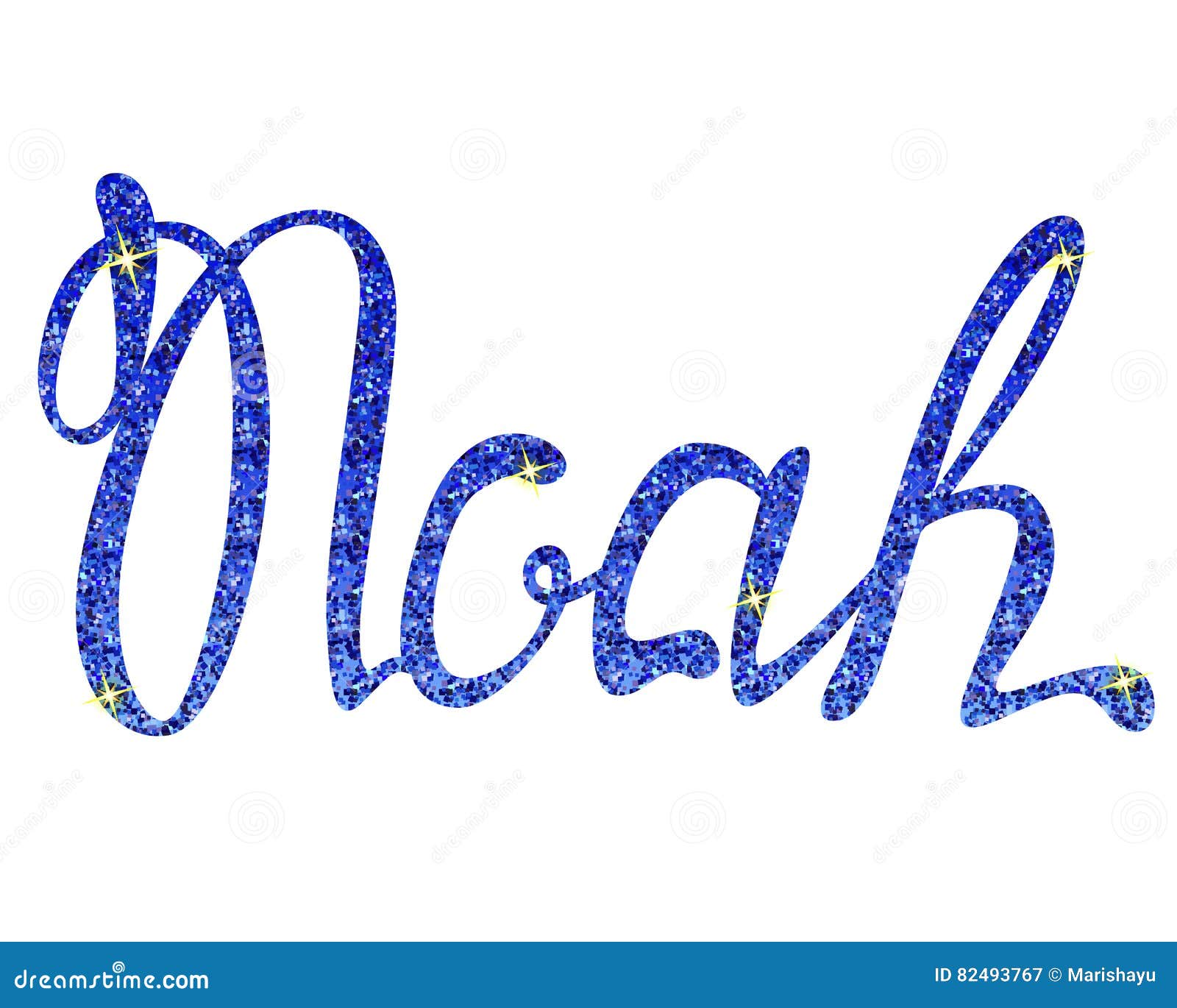 Noah Name Lettering Blue Tinsels Stock Vector - Illustration of party ...