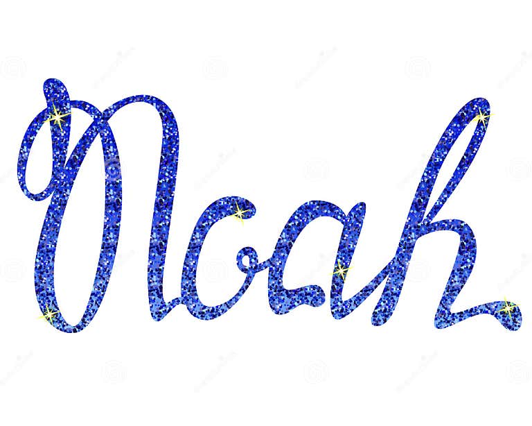 Noah Name Lettering Blue Tinsels Stock Vector - Illustration of party ...