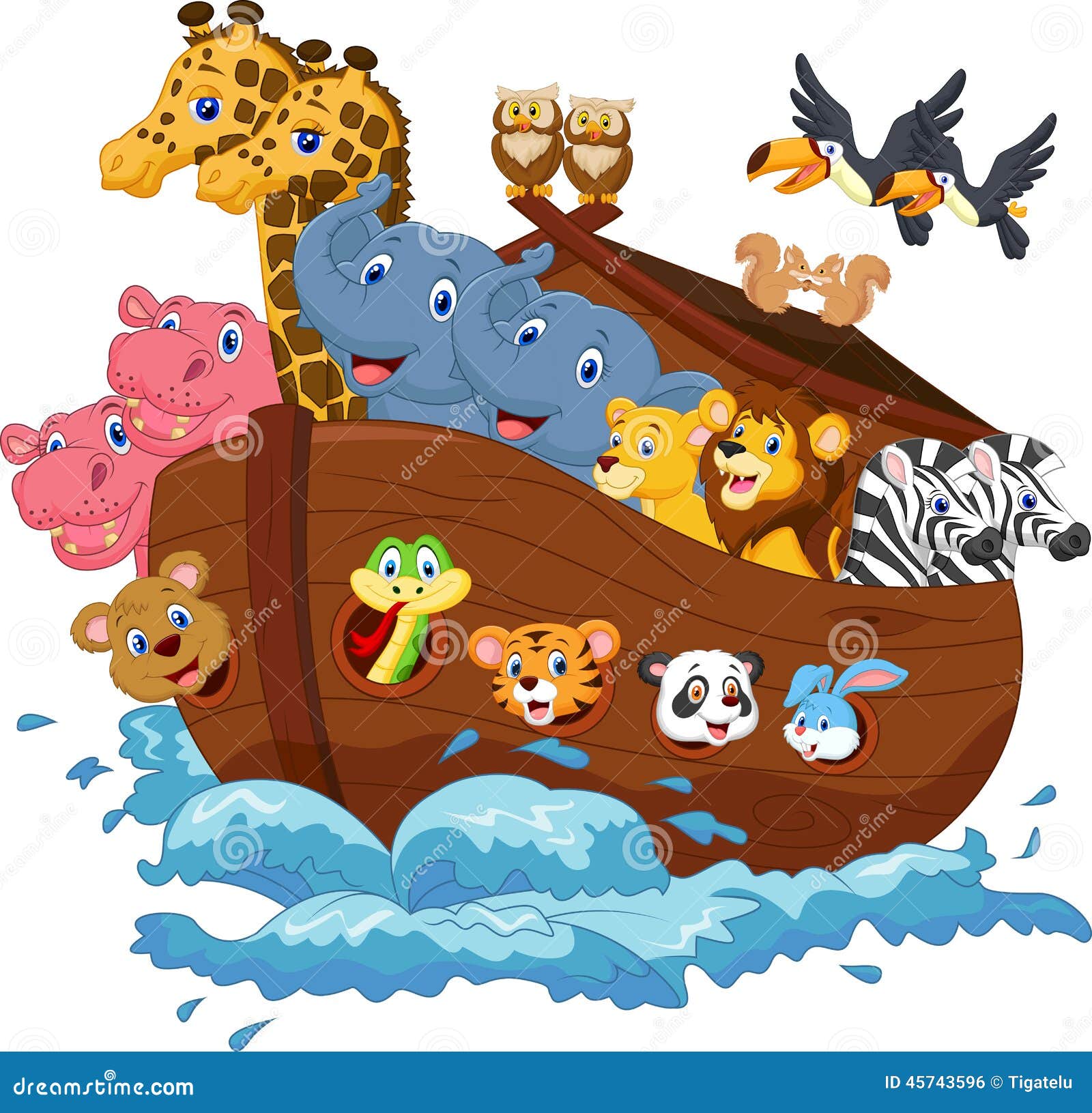 Noah s Ark cartoon stock vector. Illustration of boat - 45743596