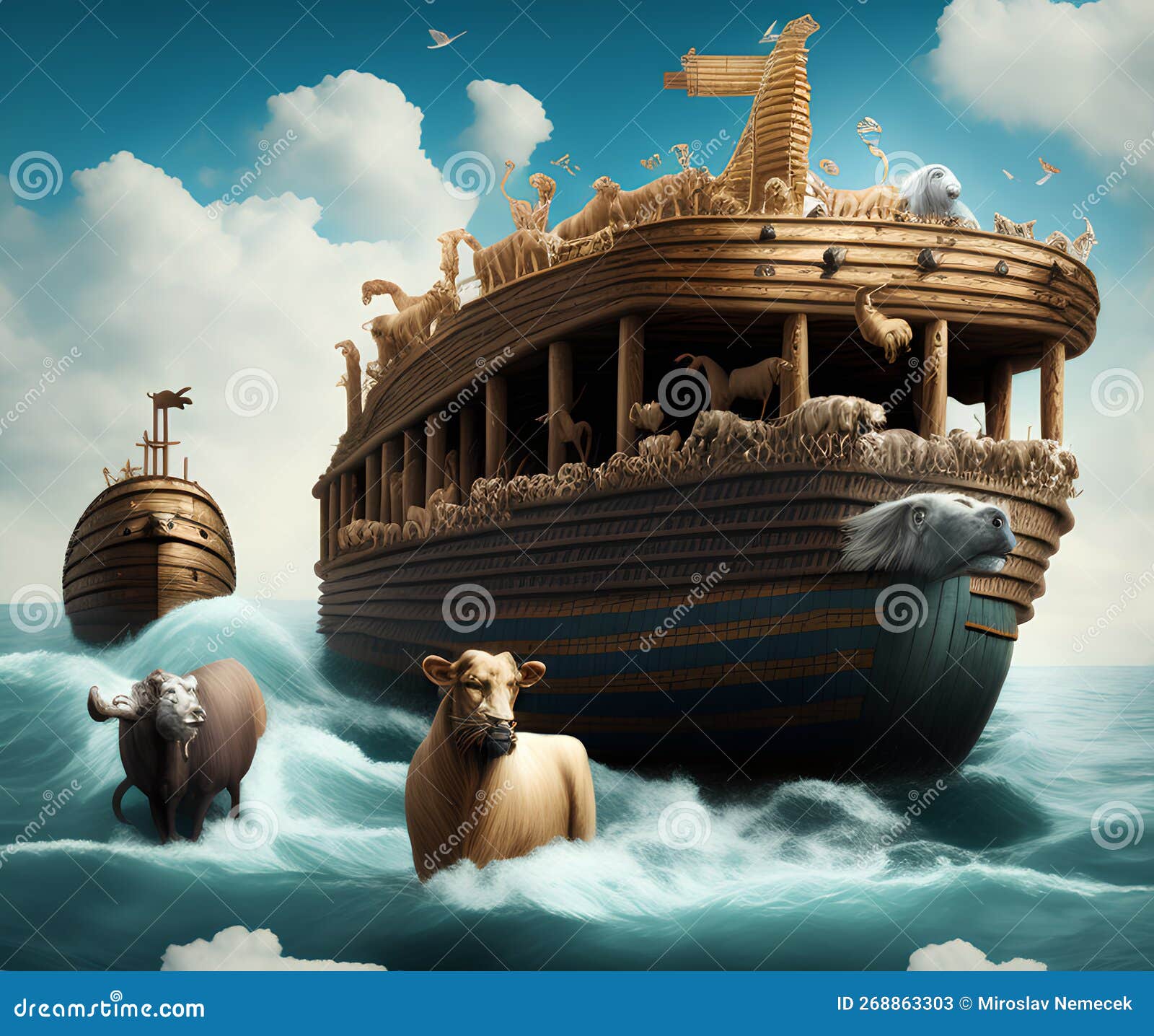 Noah`s Ark, Generative AI Illustration Stock Illustration ...
