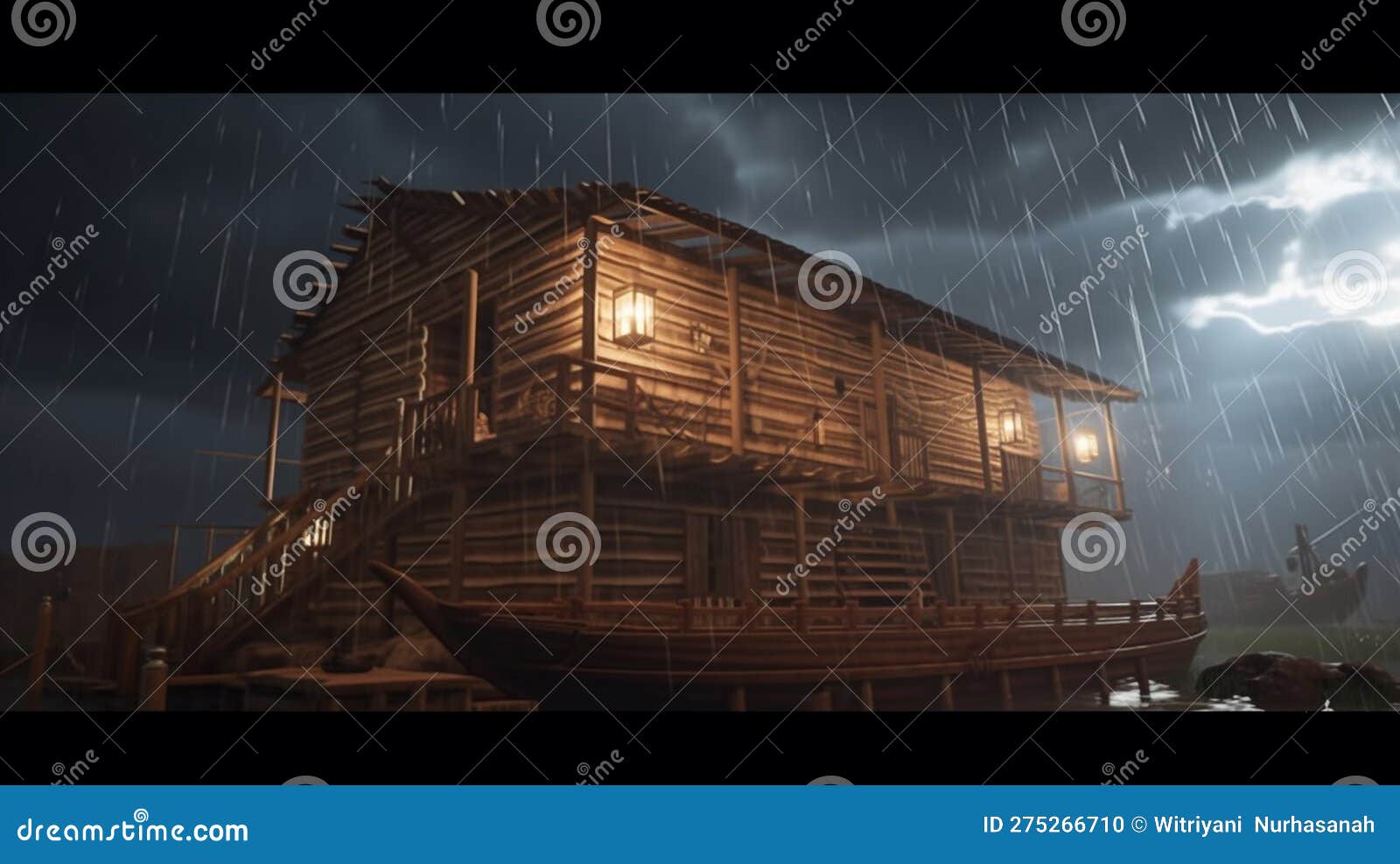 Noah S Ark in the Middle of a Storm Stock Illustration - Illustration ...