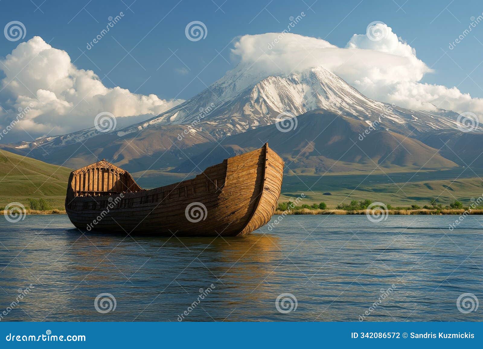 Noah S Ark on Top of the Mountain. Generative AI. Stock Illustration ...