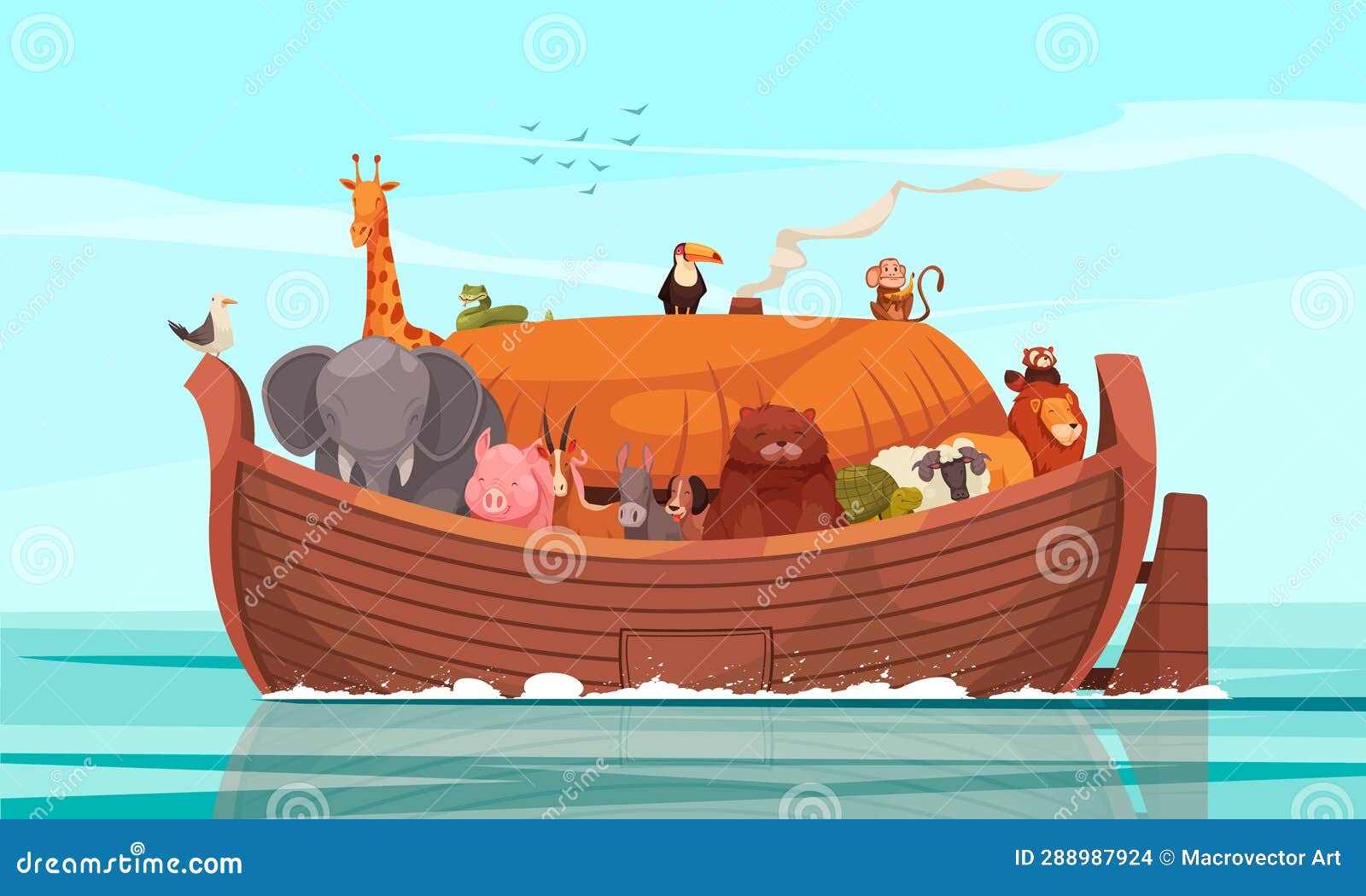 Noahs Ark And Cartoon Character Set | CartoonDealer.com #254002897