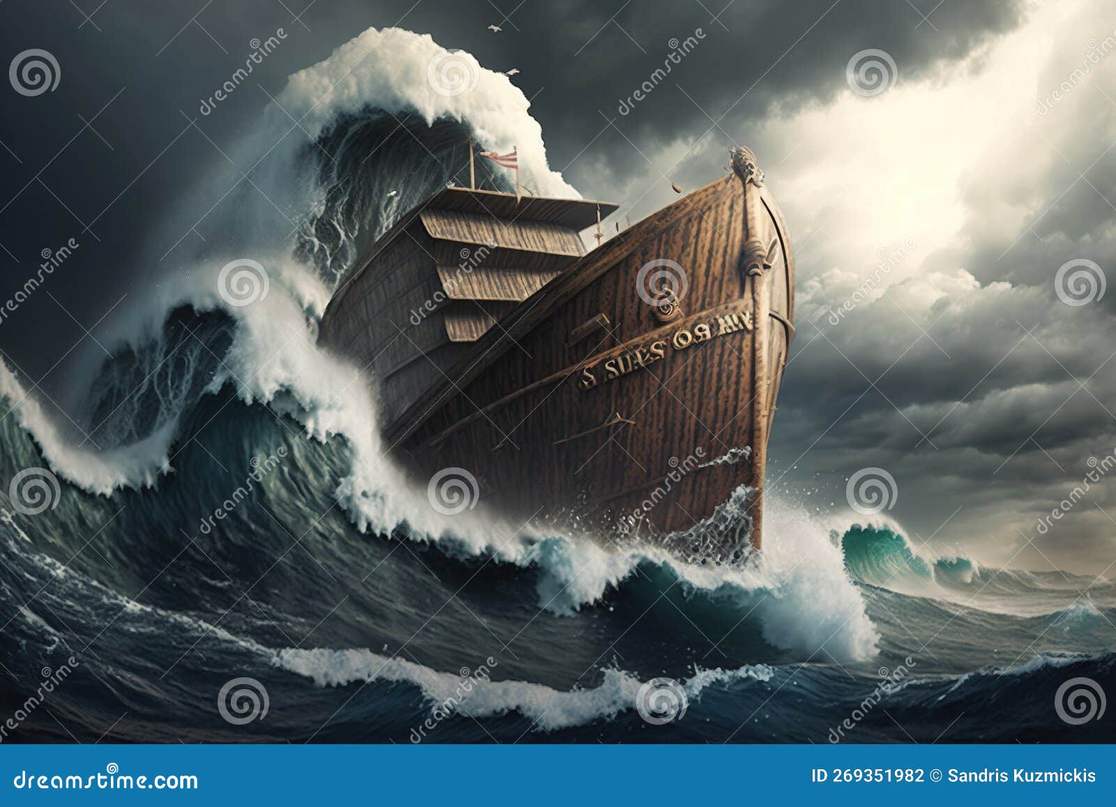 Noahs Ark In Water. Generative AI Royalty-Free Stock Photo ...