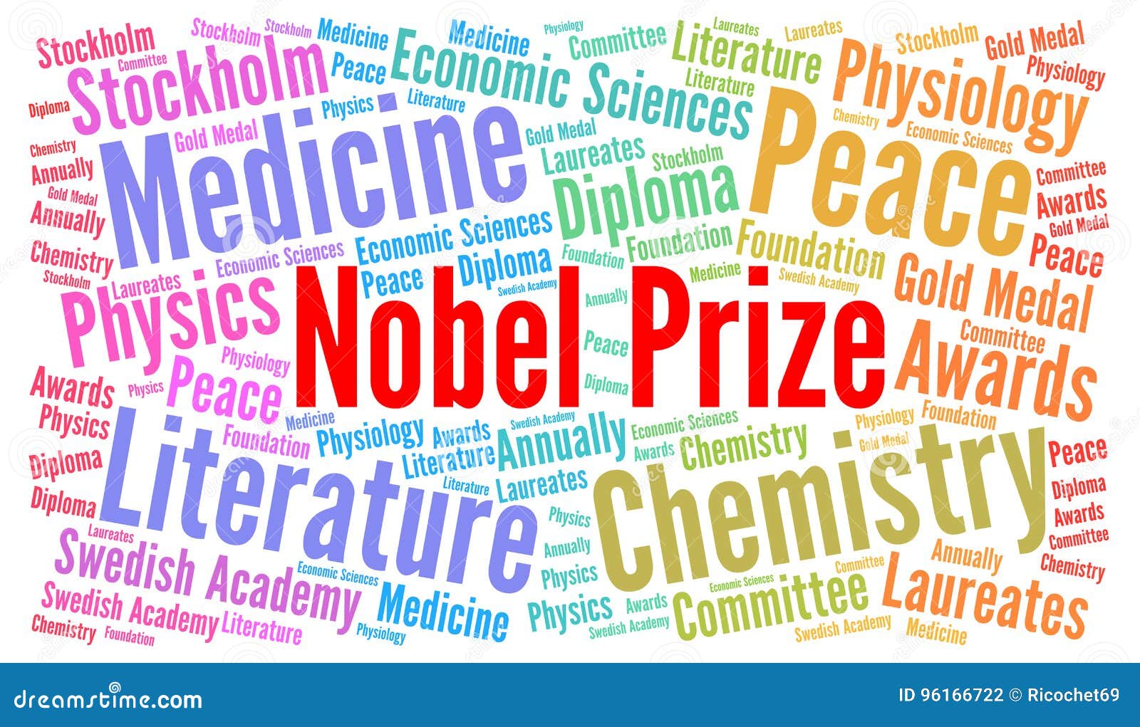 Nobel prize word cloud stock illustration. Illustration of committee ...