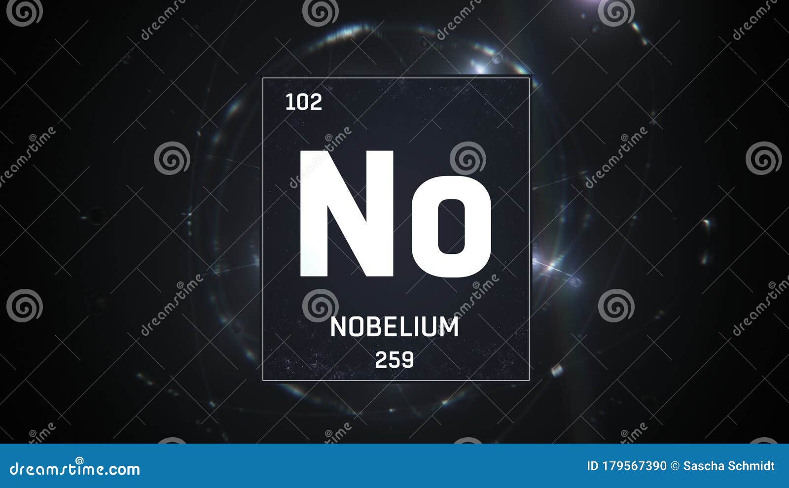 Nobelium As Element 102 of the Periodic Table 3D Illustration on Silver ...