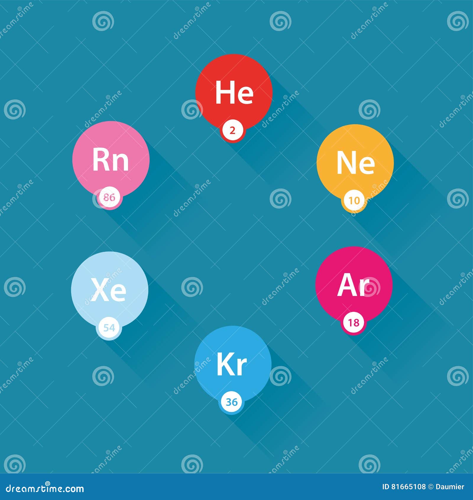 Noble gases flat icons stock vector. Illustration of laboratory - 81665108