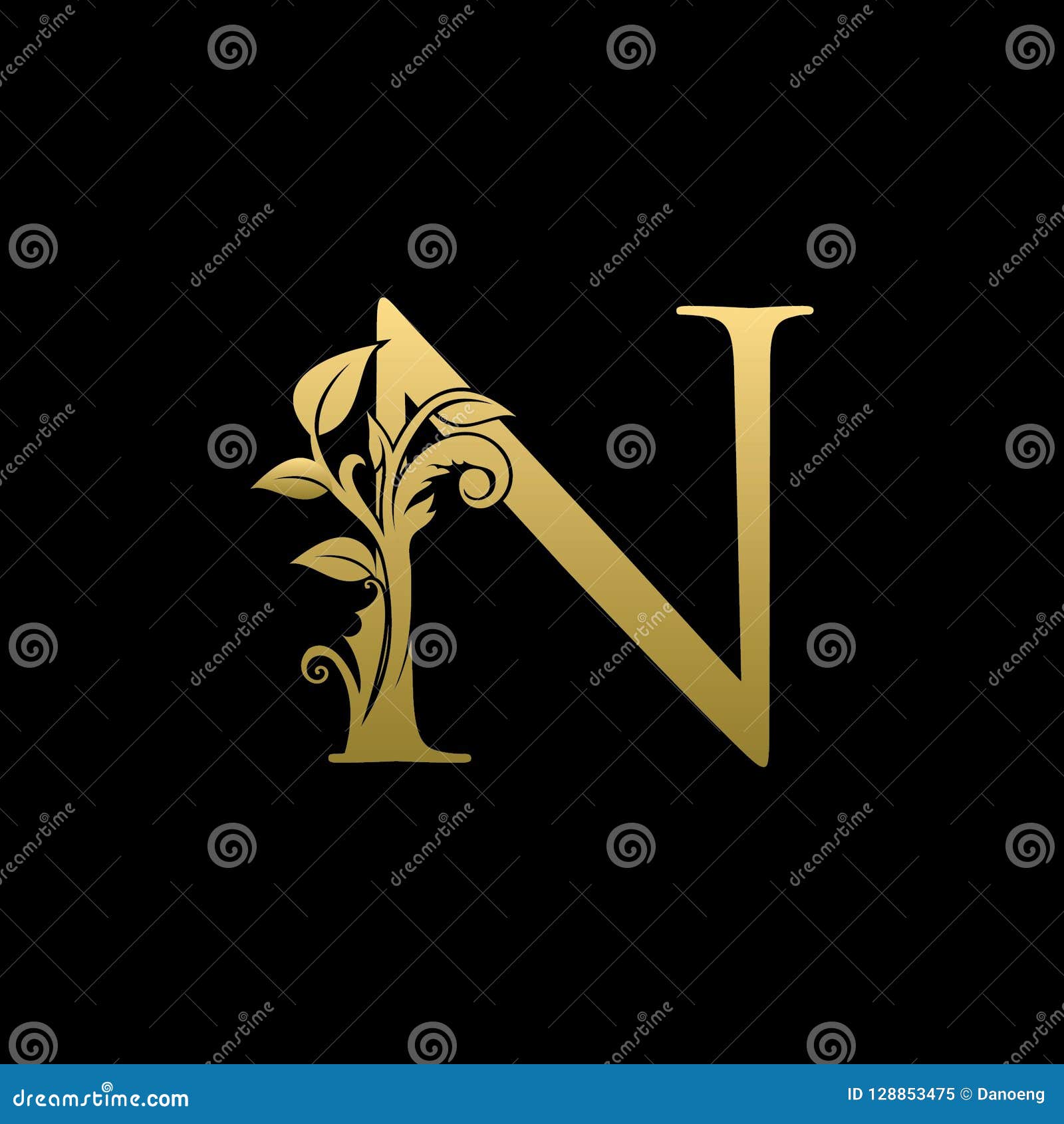 Nobles Buchstabe-Logo Des Goldblatt-N Stock Abbildung - Illustration ...