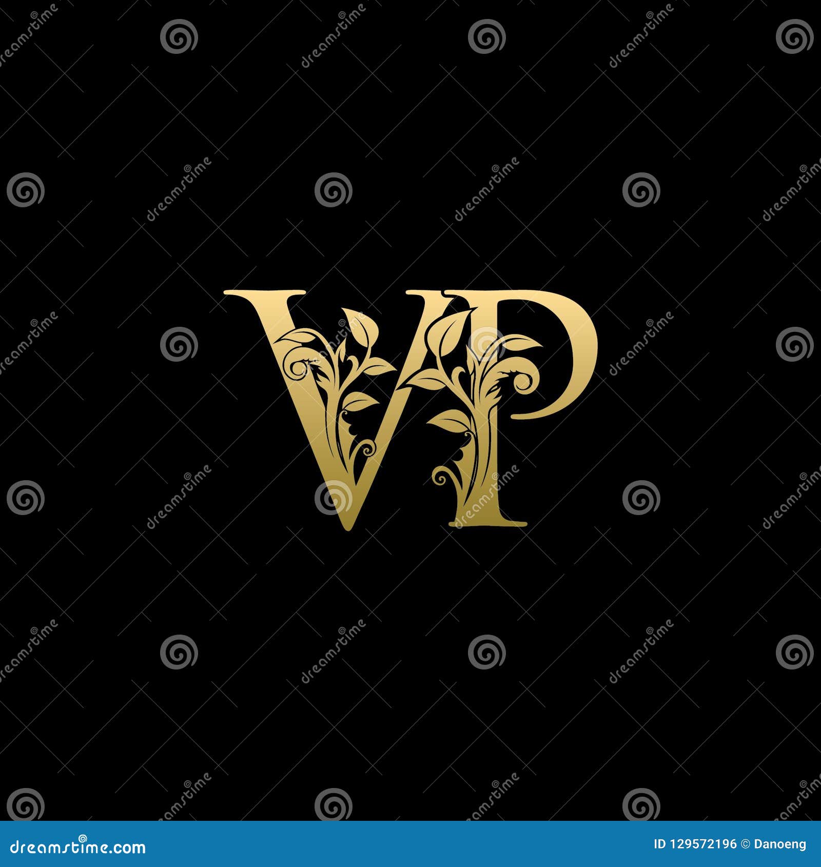 Nobles Goldblatt VP Letter Logo Stock Abbildung - Illustration von ...