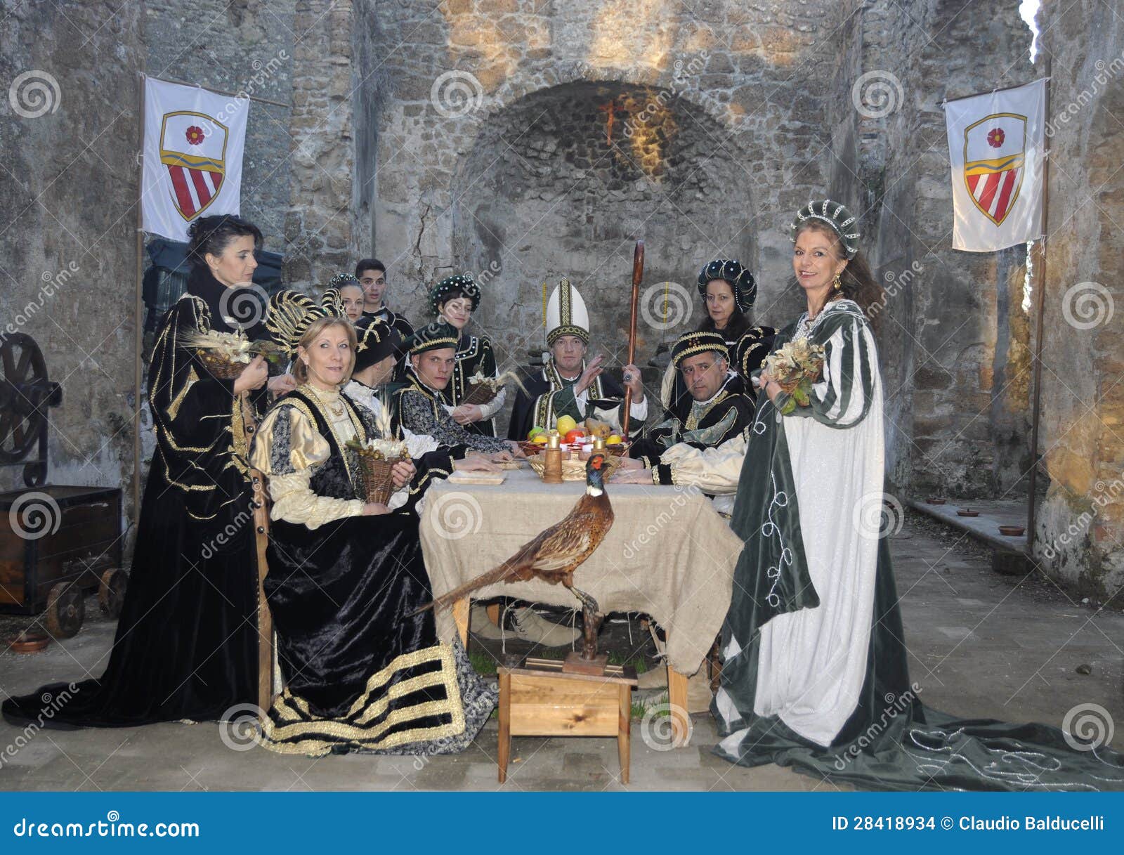 Nobles at medieval banquet editorial stock image. Image of clothing ...