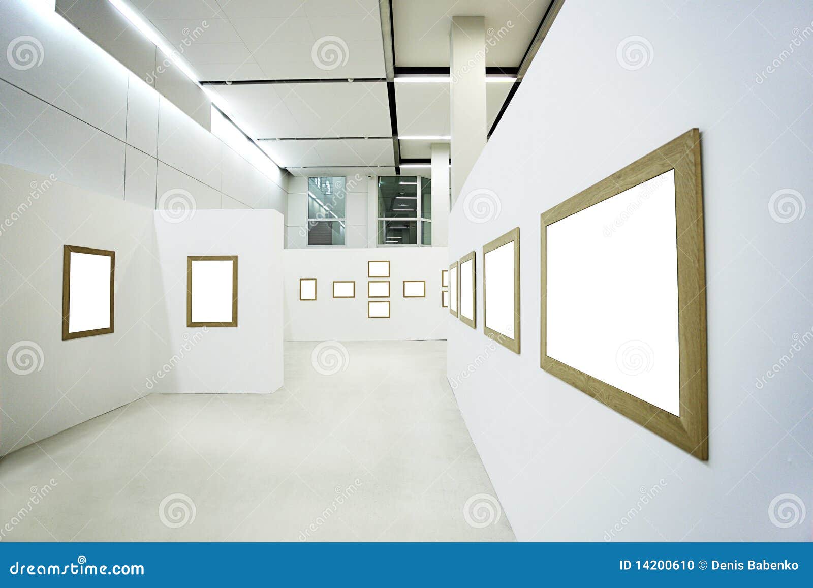 Museum Interior With Exhibit Hole Perspective View. Projector Spotlight ...