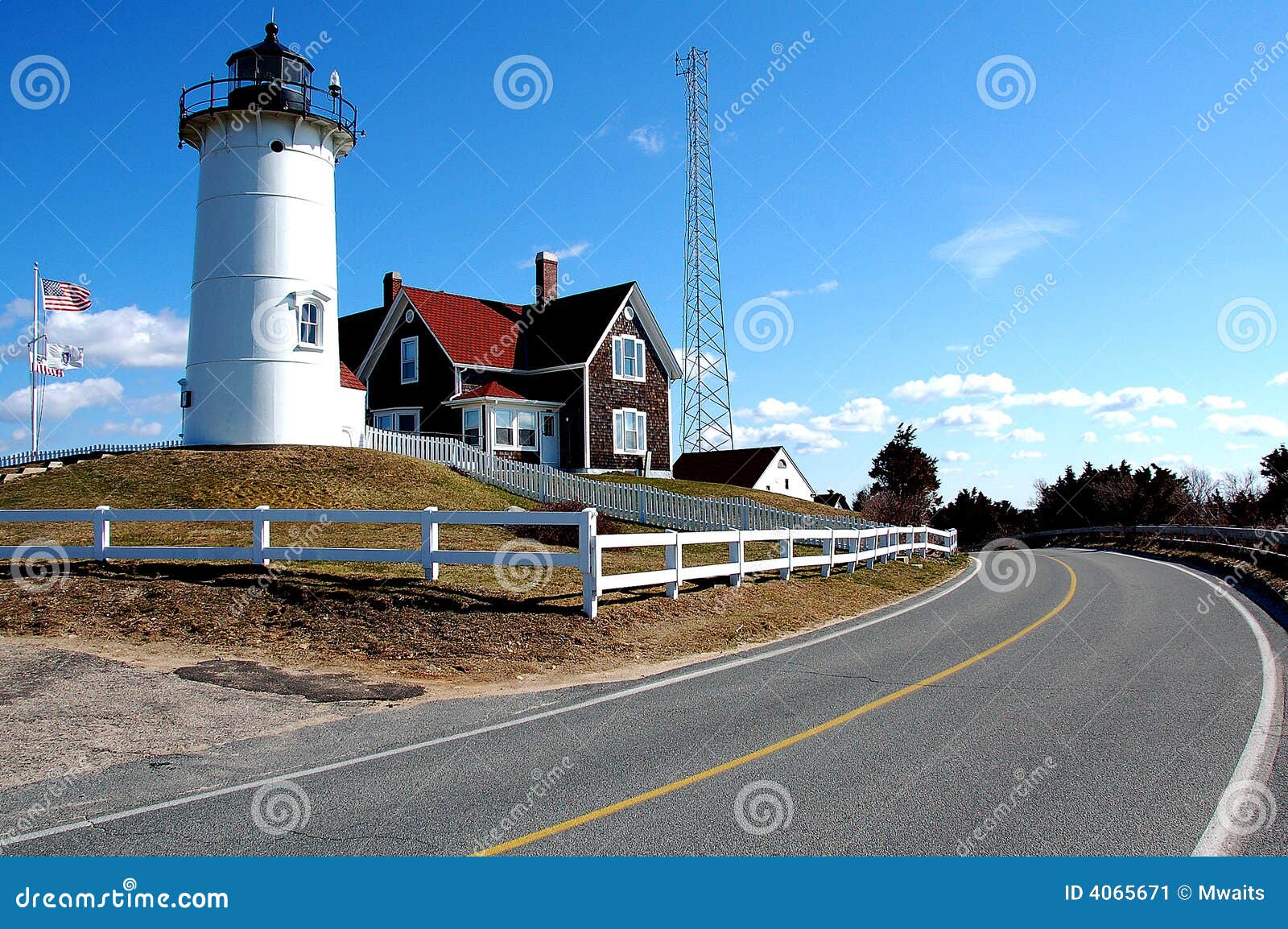 Nobska Lighthouse on Cape Cod Stock Image - Image of northeast, nobska ...