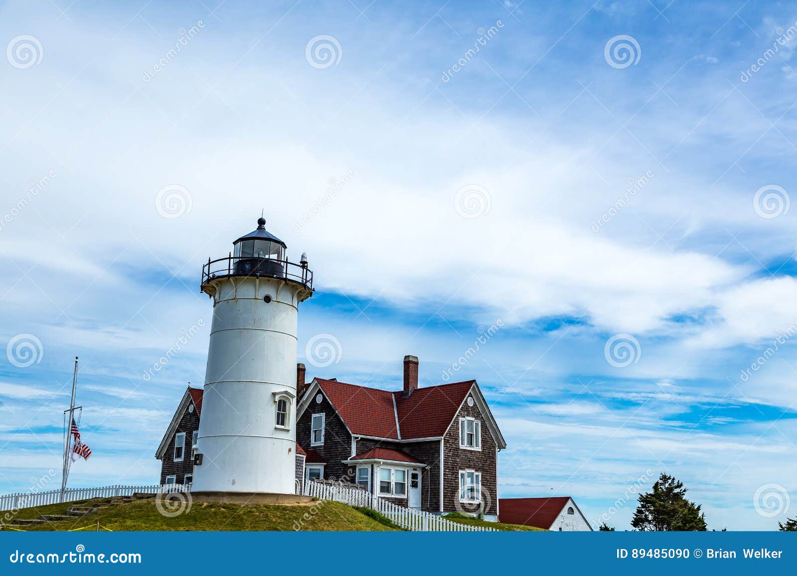 Nobska Point Light stock photo. Image of fence, travel - 89485090