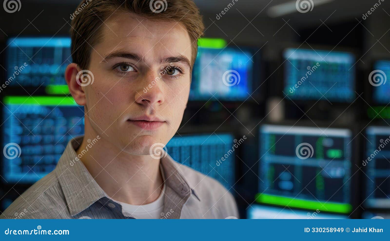 NOC Engineer. a Serious Young Man Looking at Camera in Front of Network ... NOC Engineer. a Serious Young Man Looking at Camera in Front of Network ...
