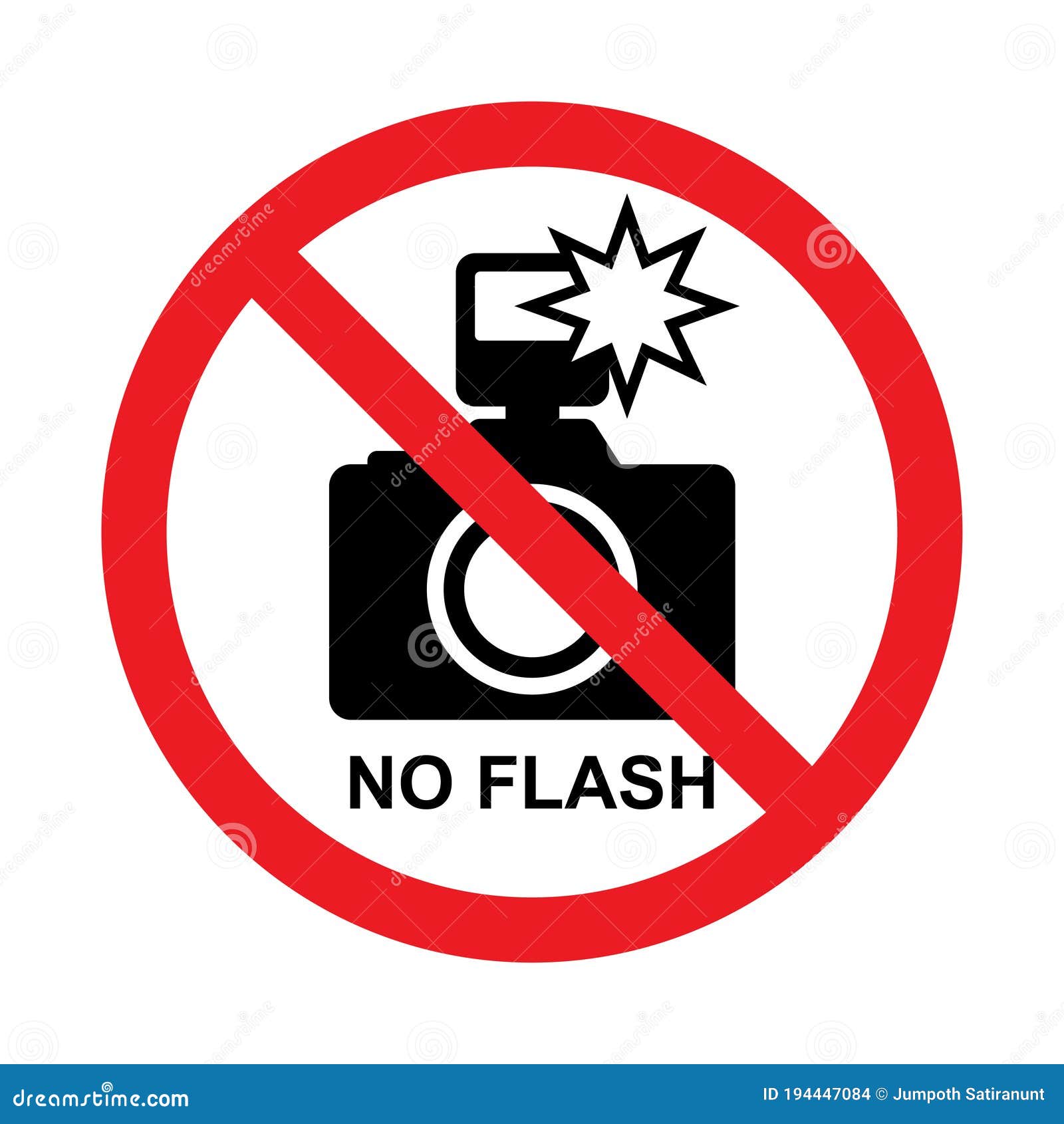 No Flash Prohibition Sign. No Symbol Isolated On White. Vector ...