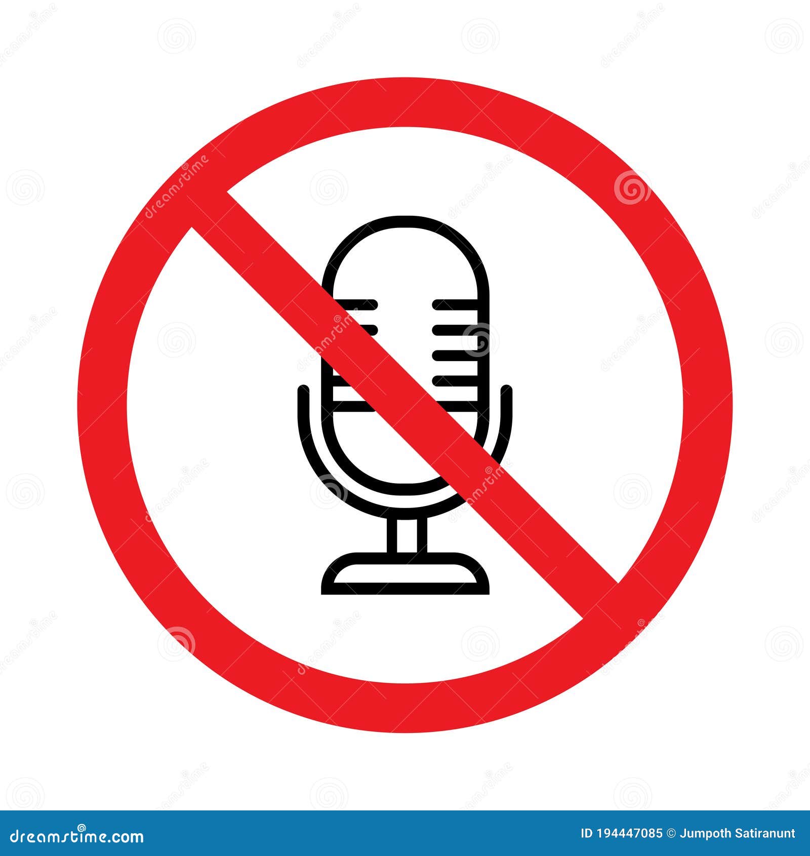 No Recording Microphone Sign, Prohibition Symbol Sticker for Area ...