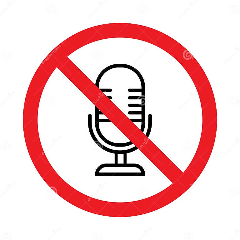 No Recording Microphone Sign, Prohibition Symbol Sticker for Area ...