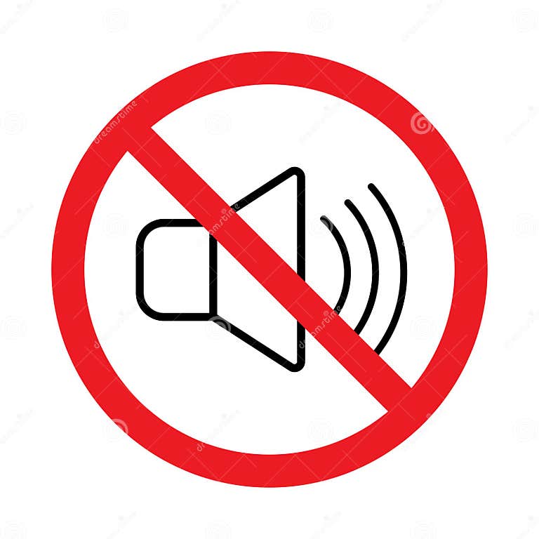 No Speaker, No Sound Icon Sign, Volume Off, Prohibition Symbol Sticker ...