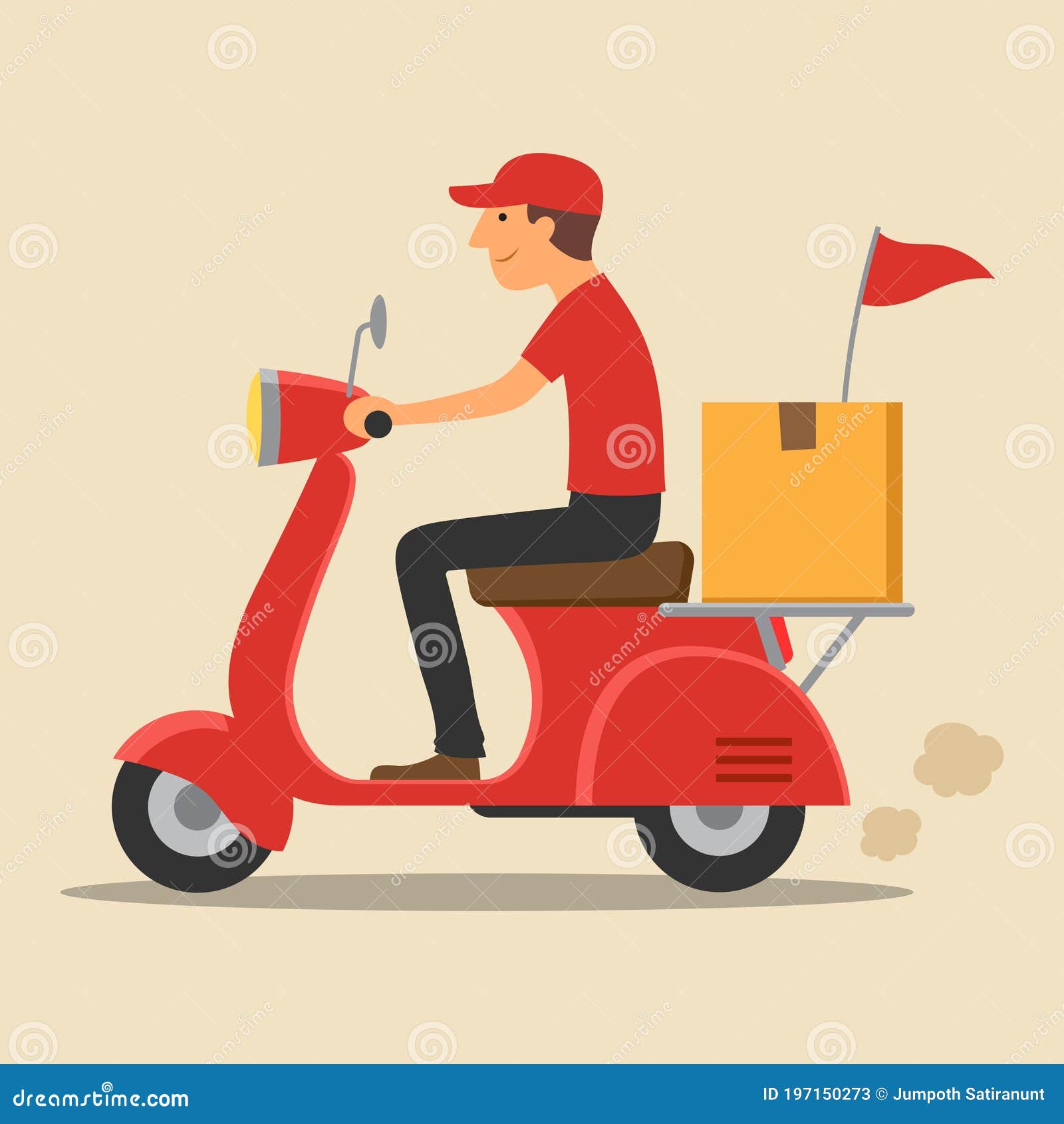 Delivery Man Riding Motorcycle, Send Order Package To Customer, Express ...