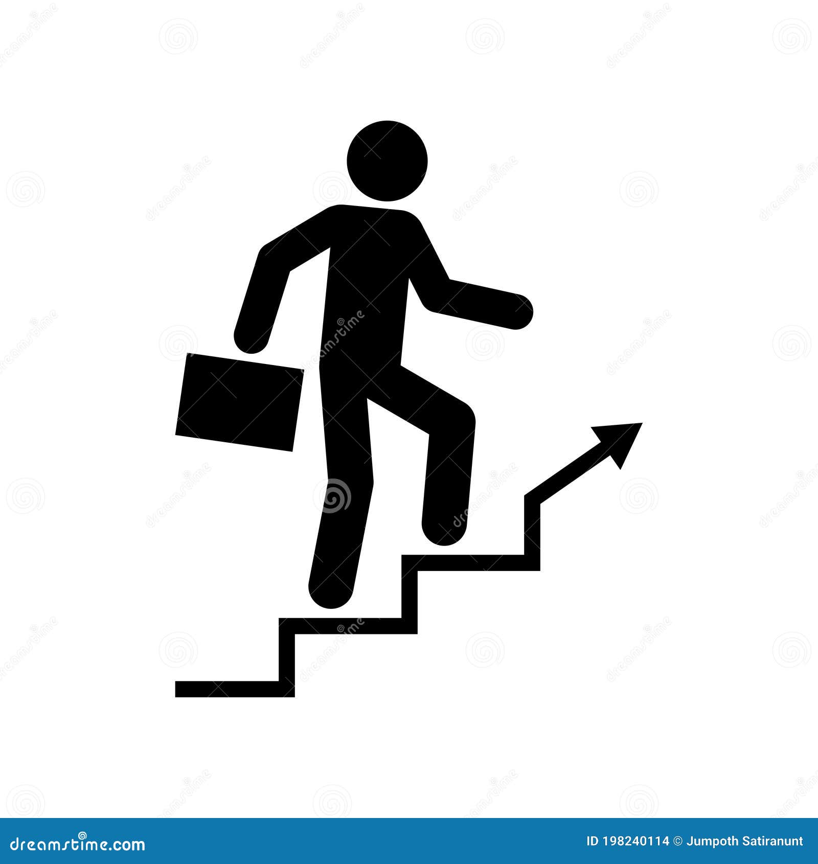 Businessman Walking Up Stairs with Arrow, Business Concept Growth and ...