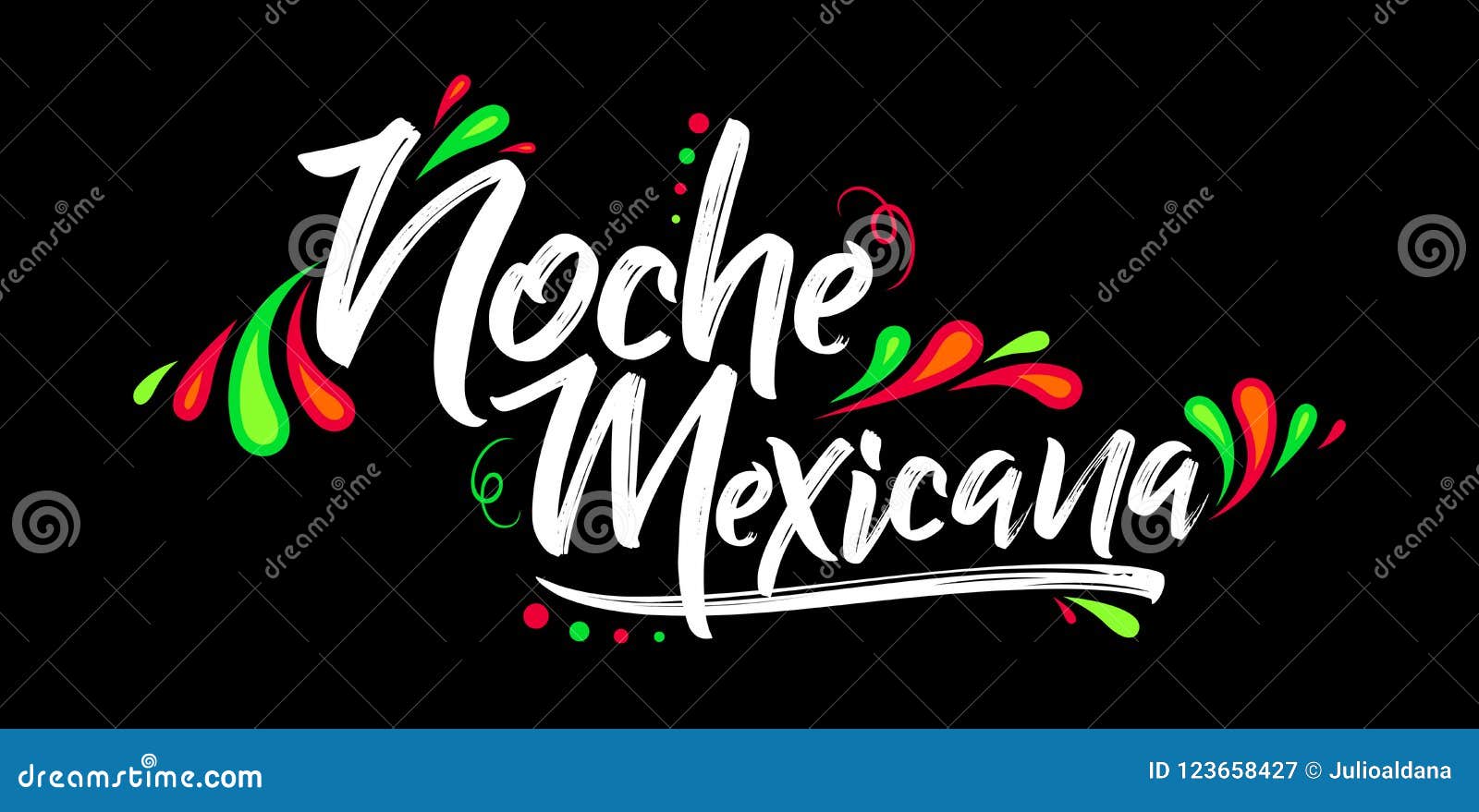 Noche Mexicana, Mexican Night Spanish Text, Vector Celebration Template ...