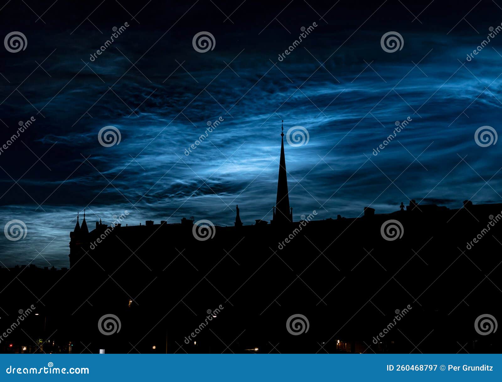 Noctilucent Clouds Over Stockholm at Midnight Stock Image - Image of ...