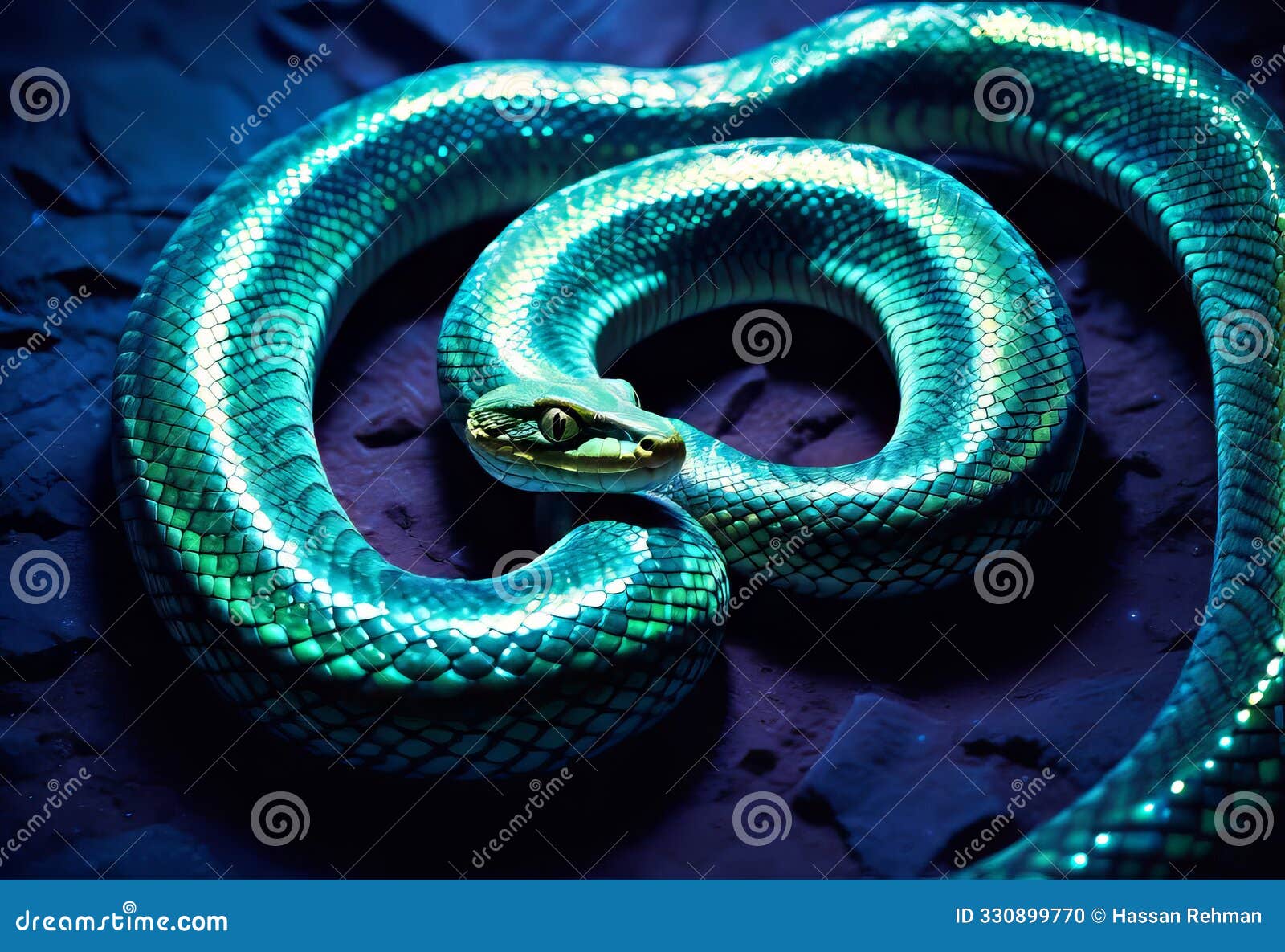 A Nocturnal Grandiose Quantum Serpent Twists and Coils Stock ...