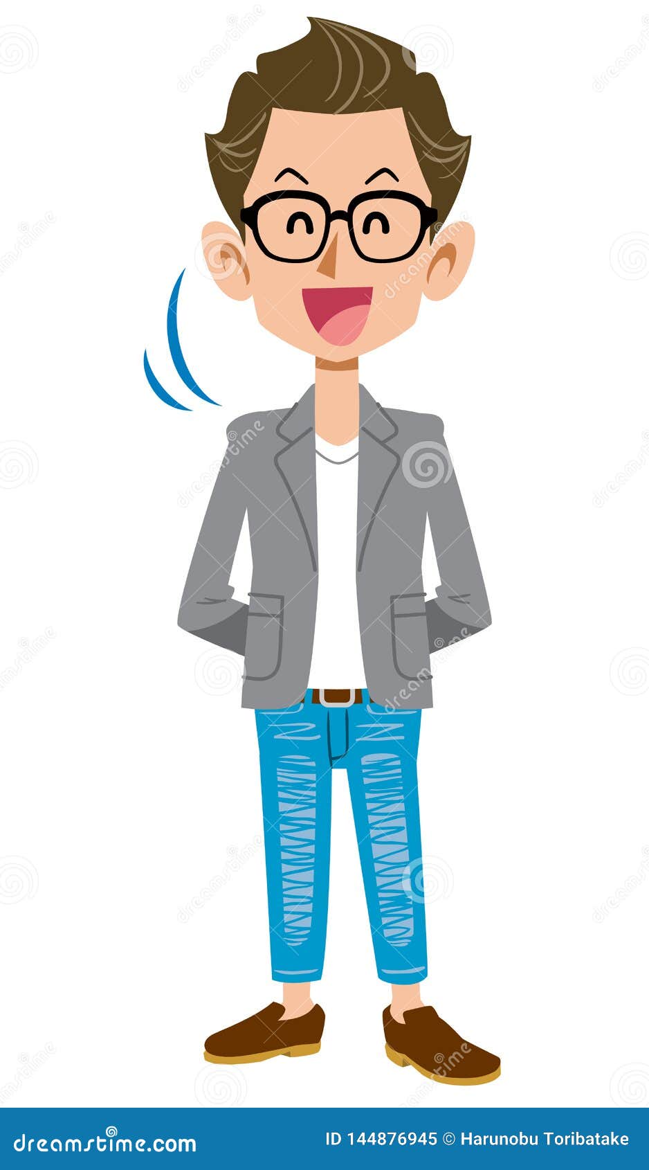 A Nodding Creator-like Youth in a Jacket Stock Vector - Illustration of ...