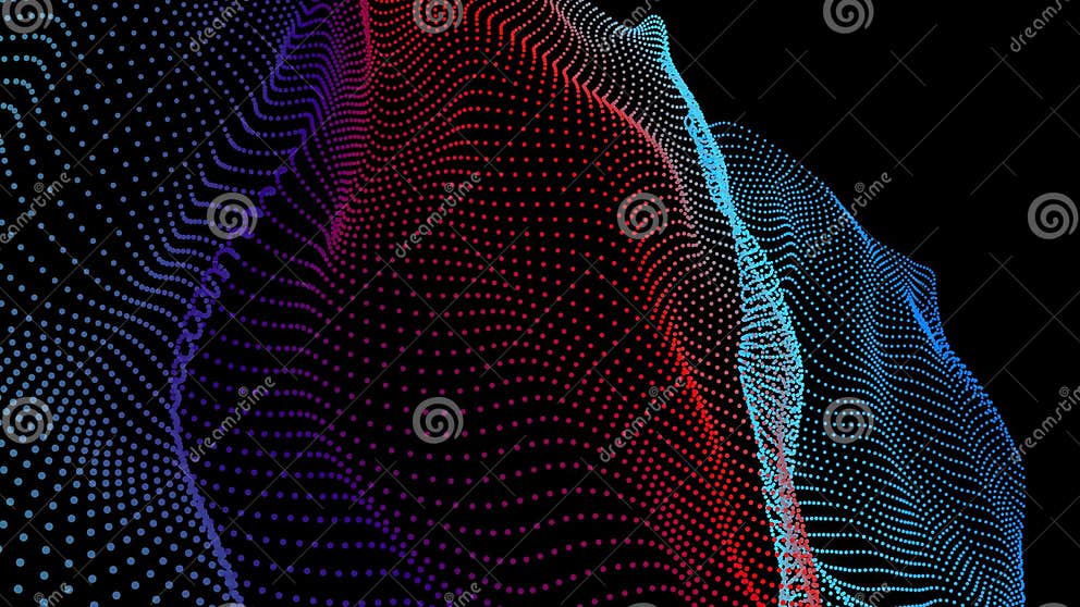 Node 3d Data Array Dots Organized To Network Data Flow Deep Big Surface Nodes As Mesh Grid 