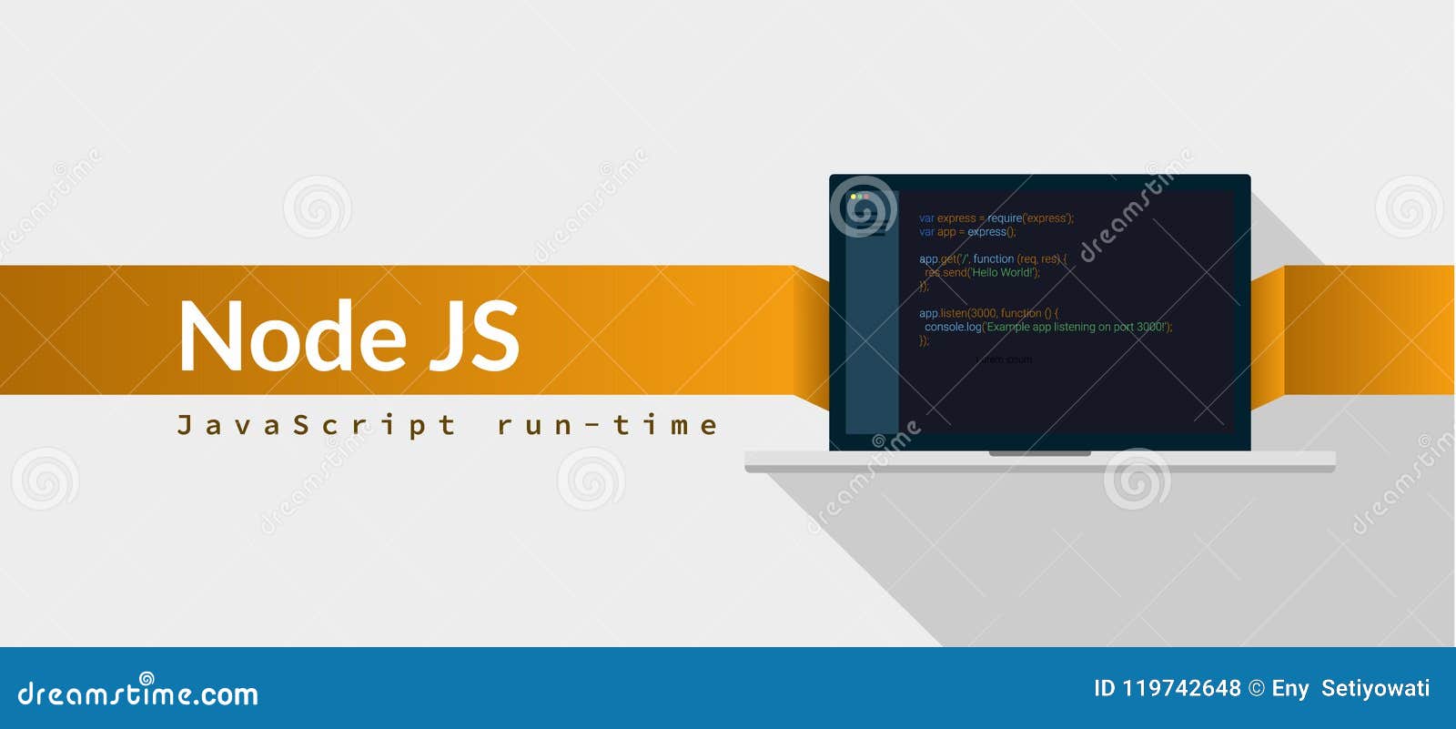 Node Js Javascript Run Time Programming Language With Script Code On Laptop Screen Programming