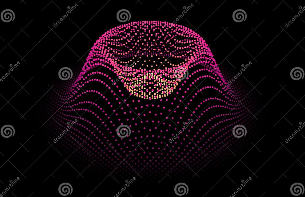 Node Surface Sea Dot Wave Glowing Stream. Drip Drop Data Information ...