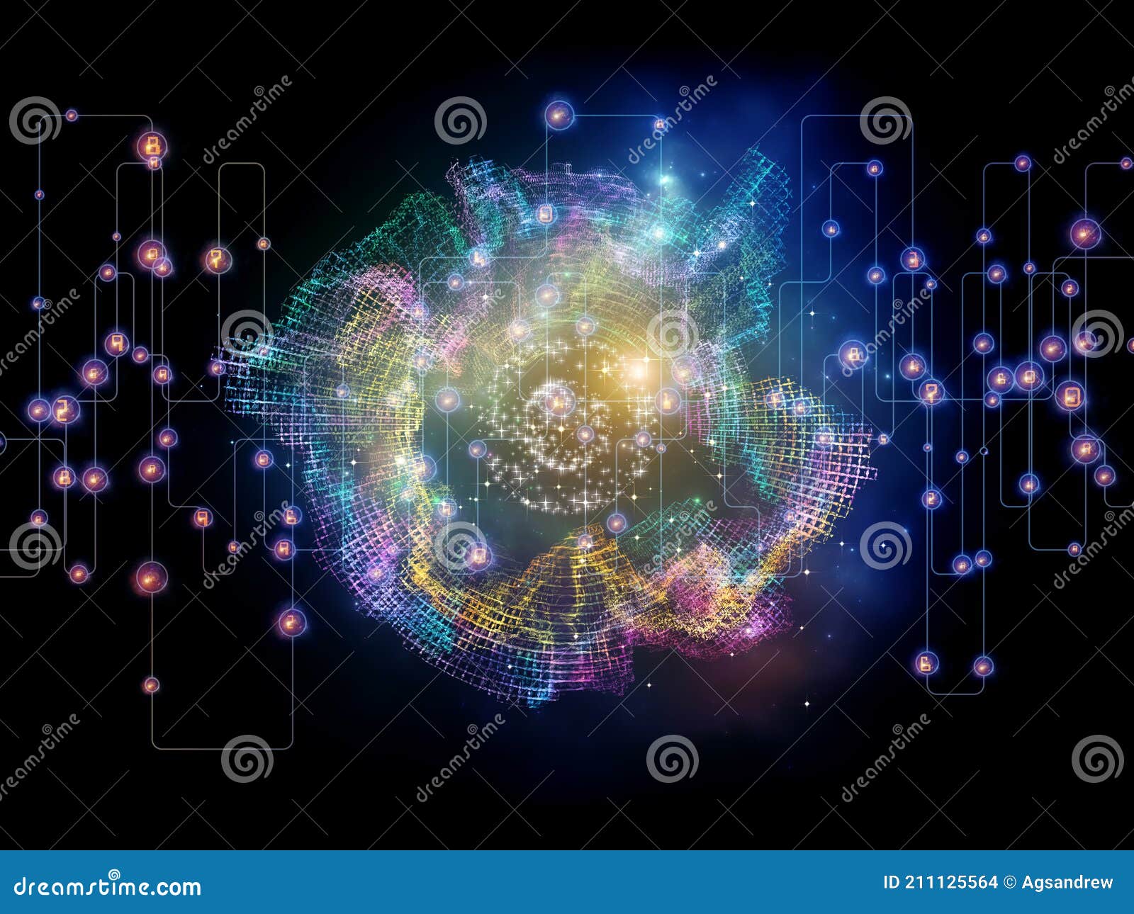 Nodes of Virtual Network stock illustration. Illustration of integer ...