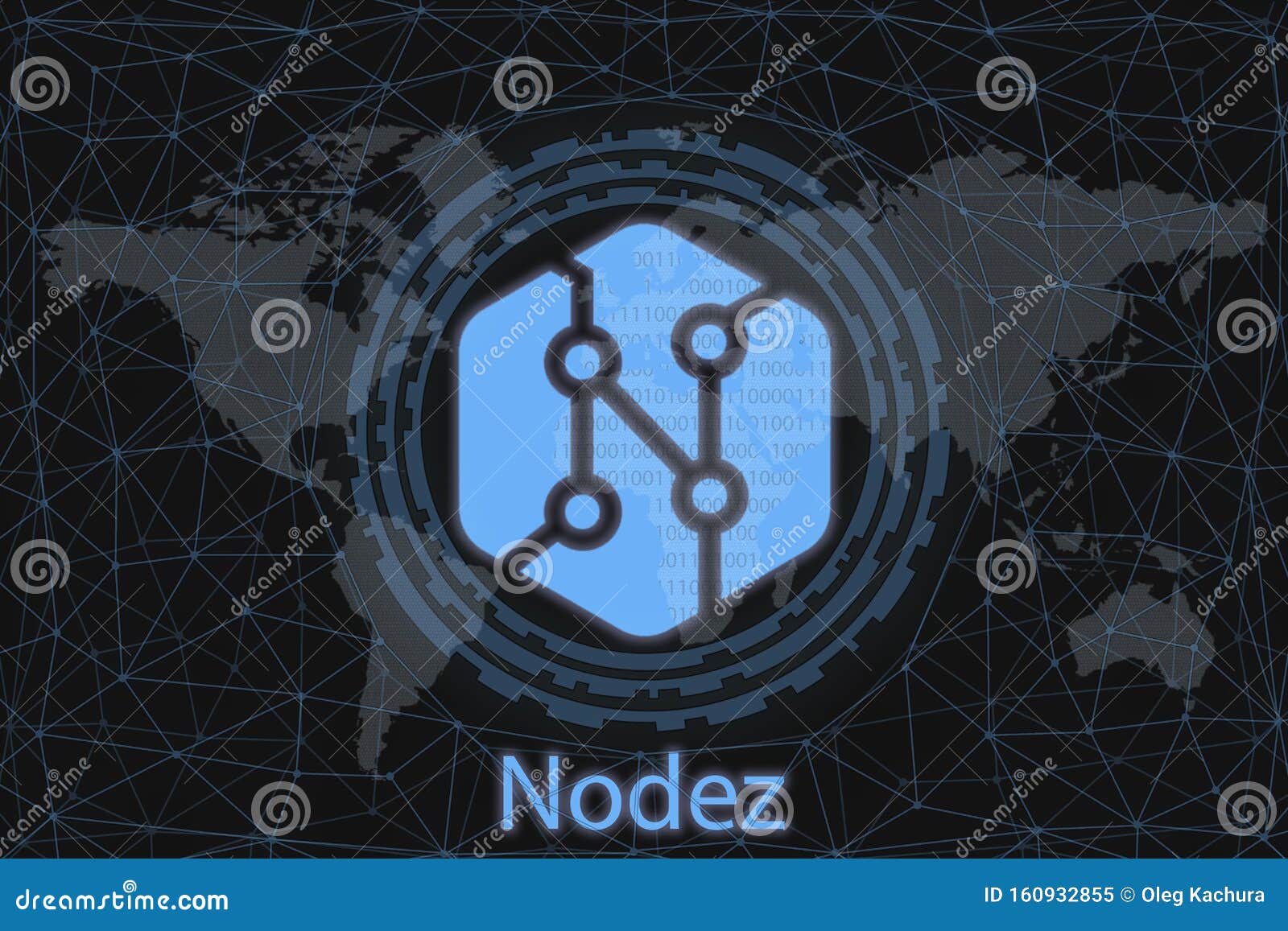 Nodez Abstract Cryptocurrency. with a Dark Background and a World Map ...