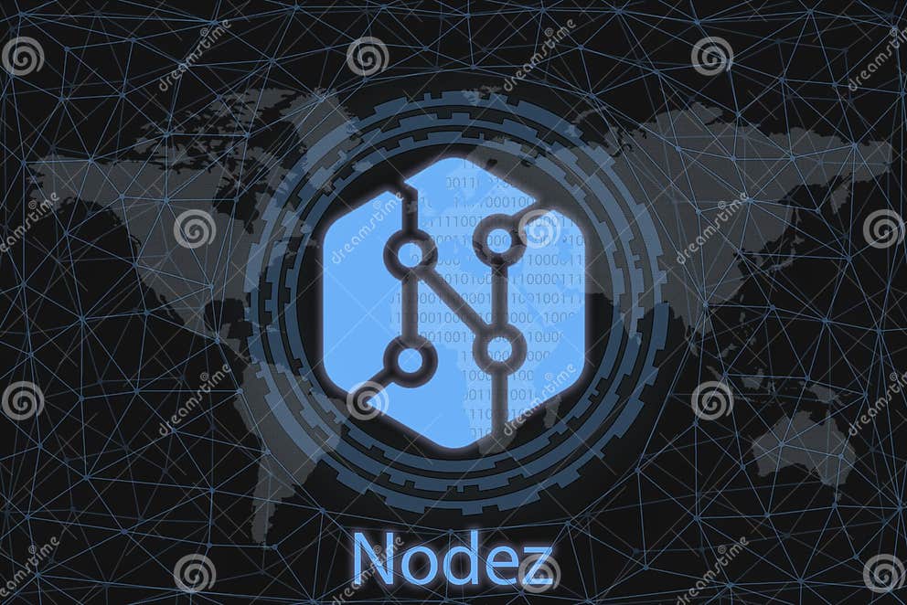 Nodez Abstract Cryptocurrency. with a Dark Background and a World Map ...