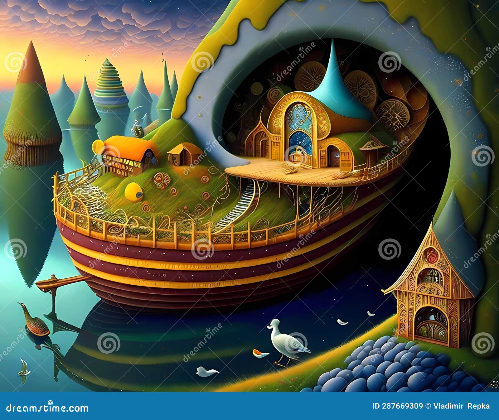 The Noe´s Arch - AI Generated Art Stock Illustration - Illustration of ...