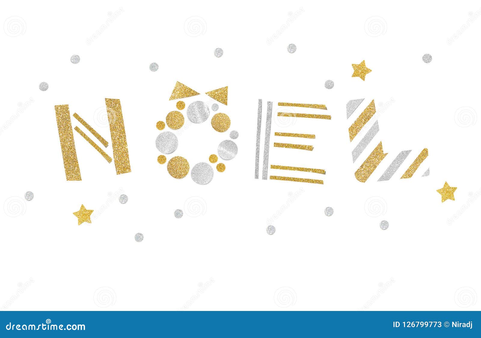 Noel Glitter Text Paper Cut on White Background Stock Illustration ...